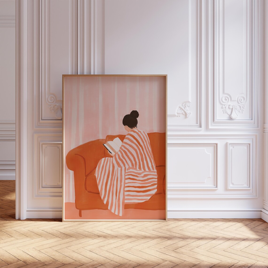 Woman Reading Wall Art Abstract Woman Print Book Lover Wall Art Trendy ...