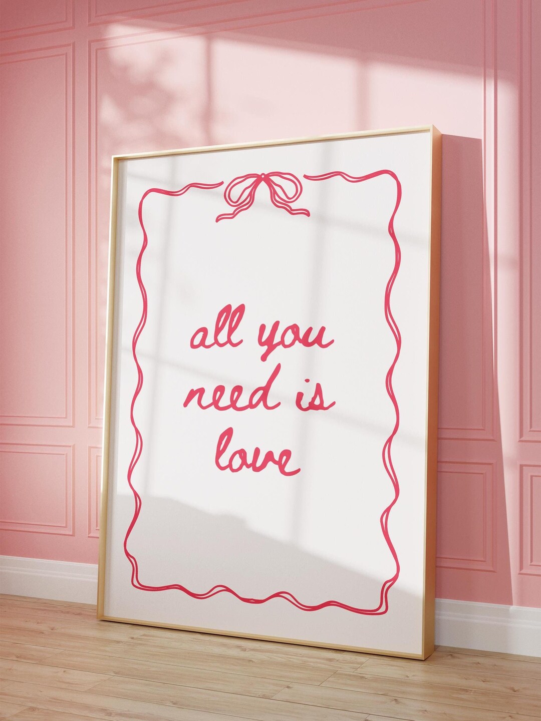 All You Need is Love Poster, Trendy Valentine Retro Love Wall Art ...