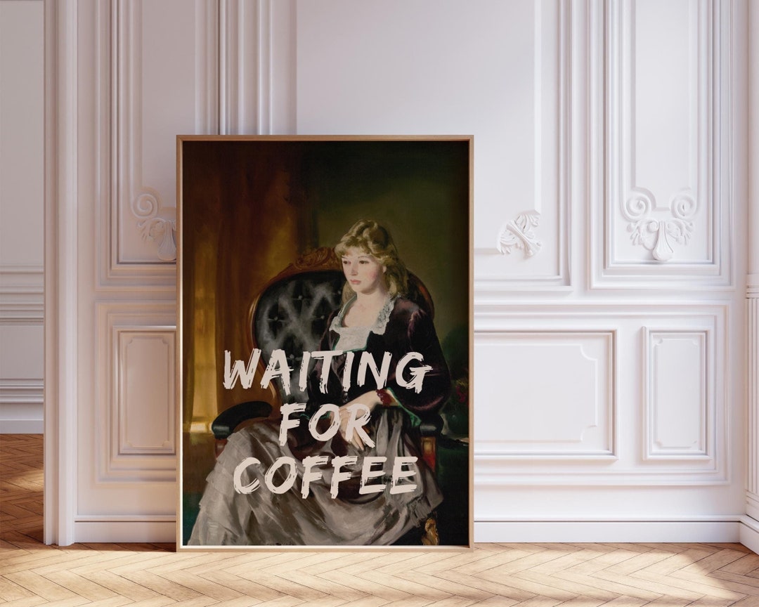 Waiting for Coffee Wall Art, Altered Art Print, Vintage Portrait ...