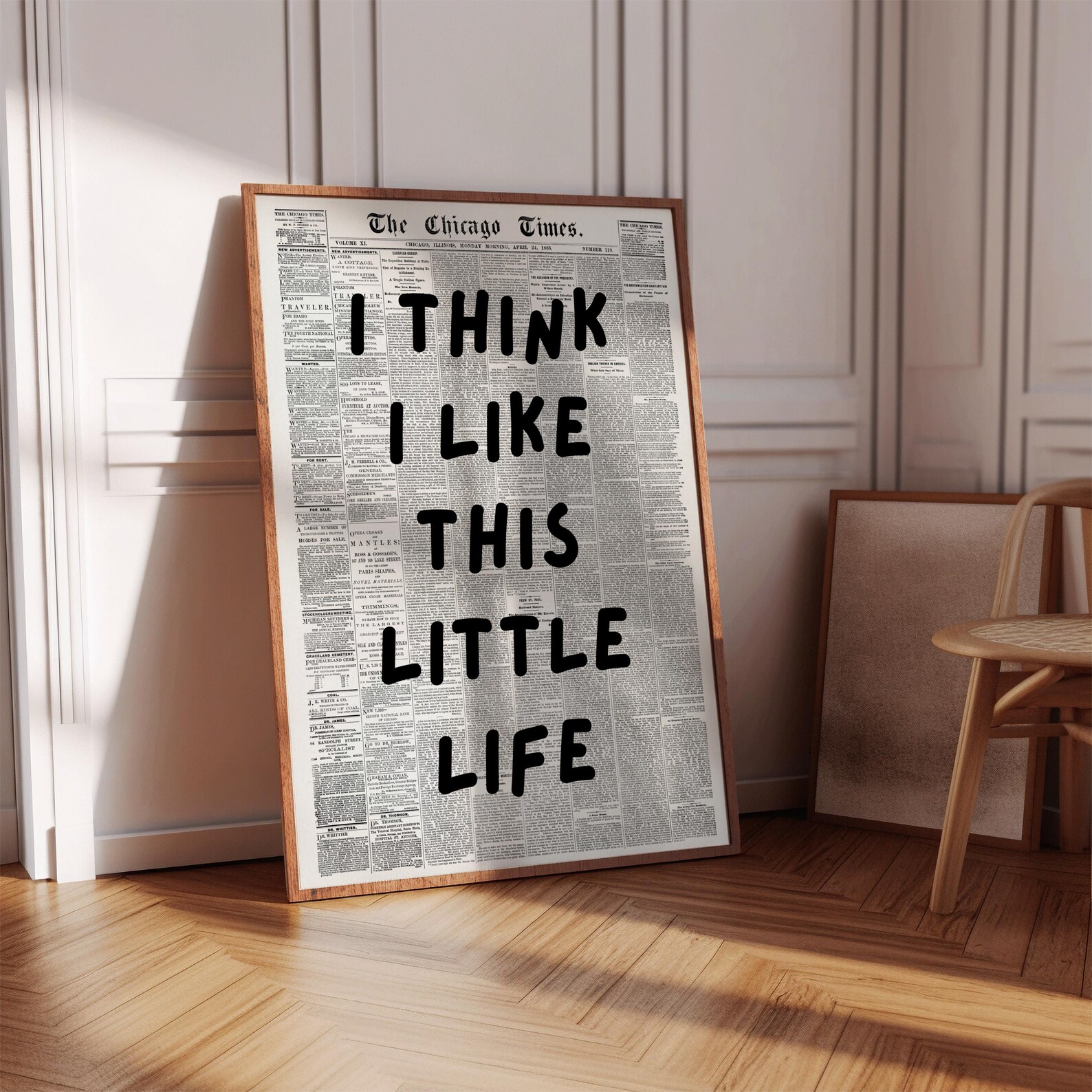 Retro Newspaper Print, I Think I Like This Little Life, Trendy Wall Art ...