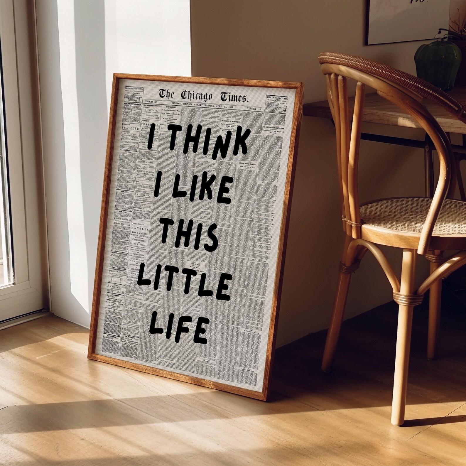 Retro Newspaper Print, I Think I Like This Little Life, Trendy Wall Art ...