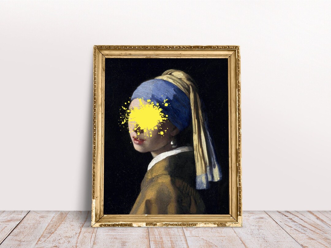 The Girl With a Pearl Earring, Altered Art Print, Neon Graffiti Poster ...