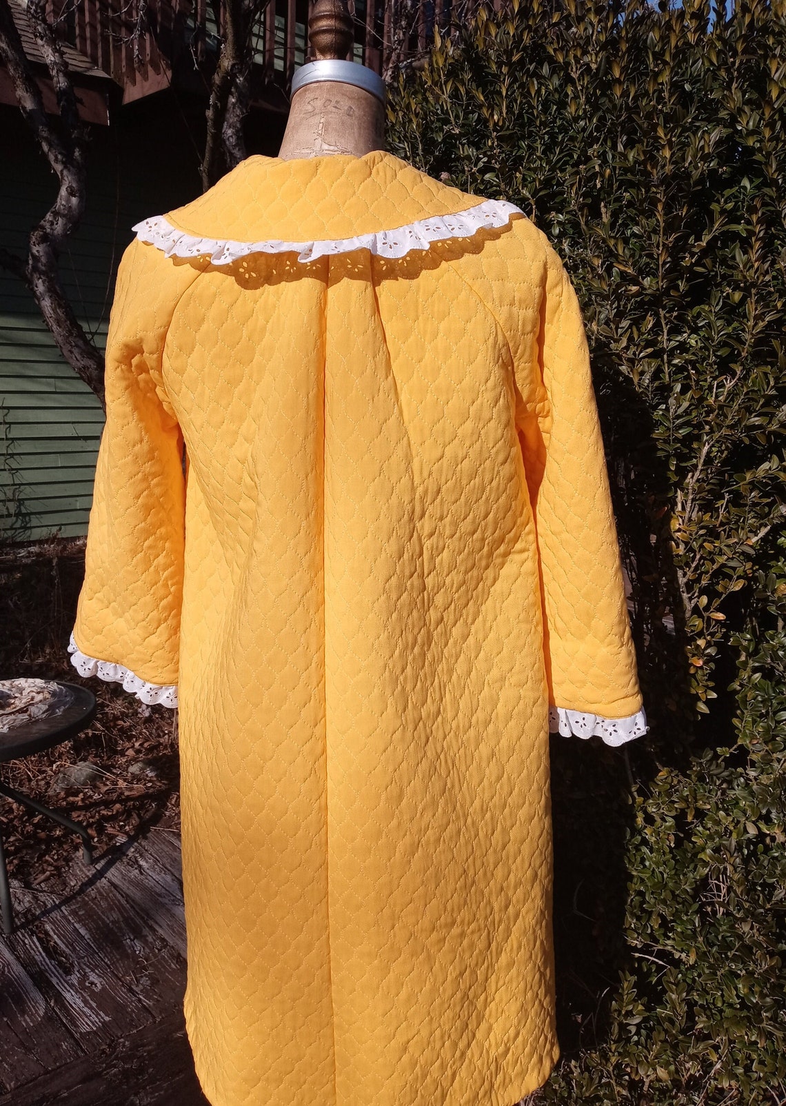 Vintage Yellow Quilted House Coat - Etsy