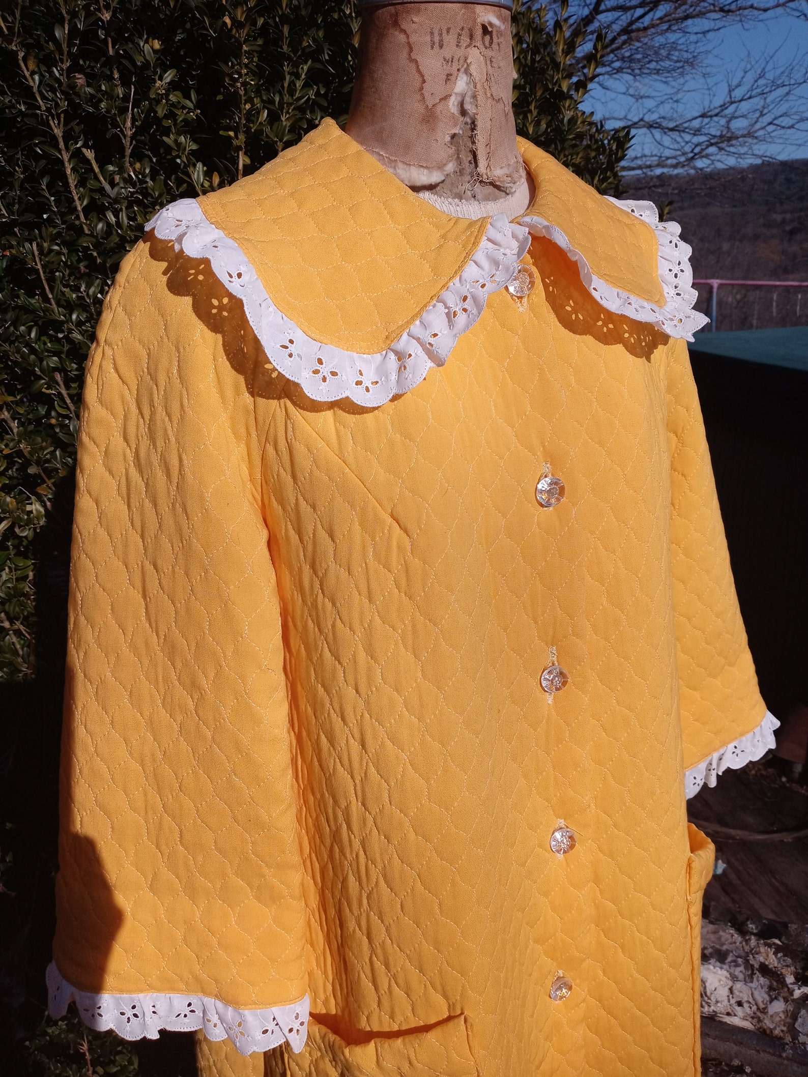 Vintage Yellow Quilted House Coat - Etsy