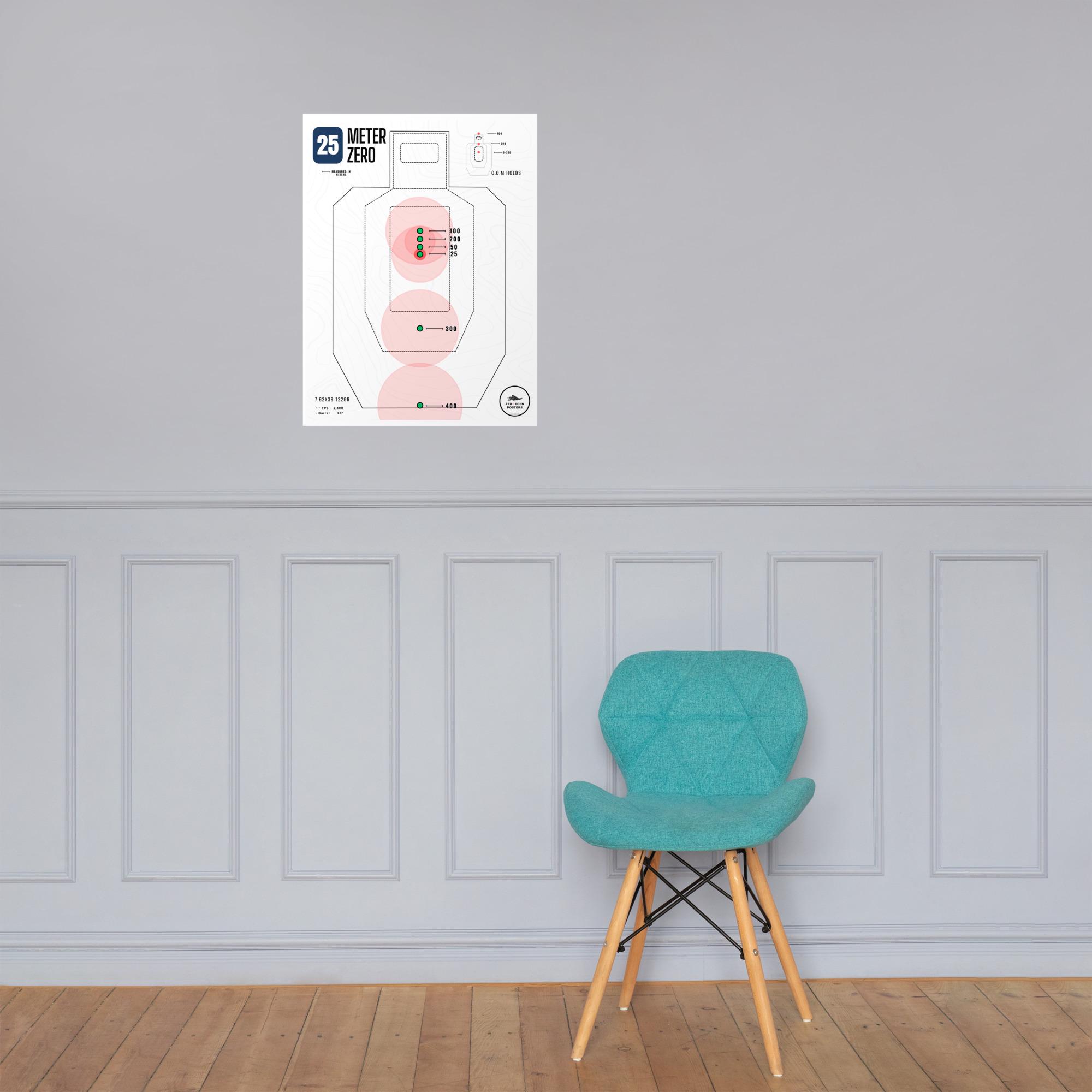 7.62x39 AK Zero POA Chart Poster | Rifle Ballistics Print | Marksman ...