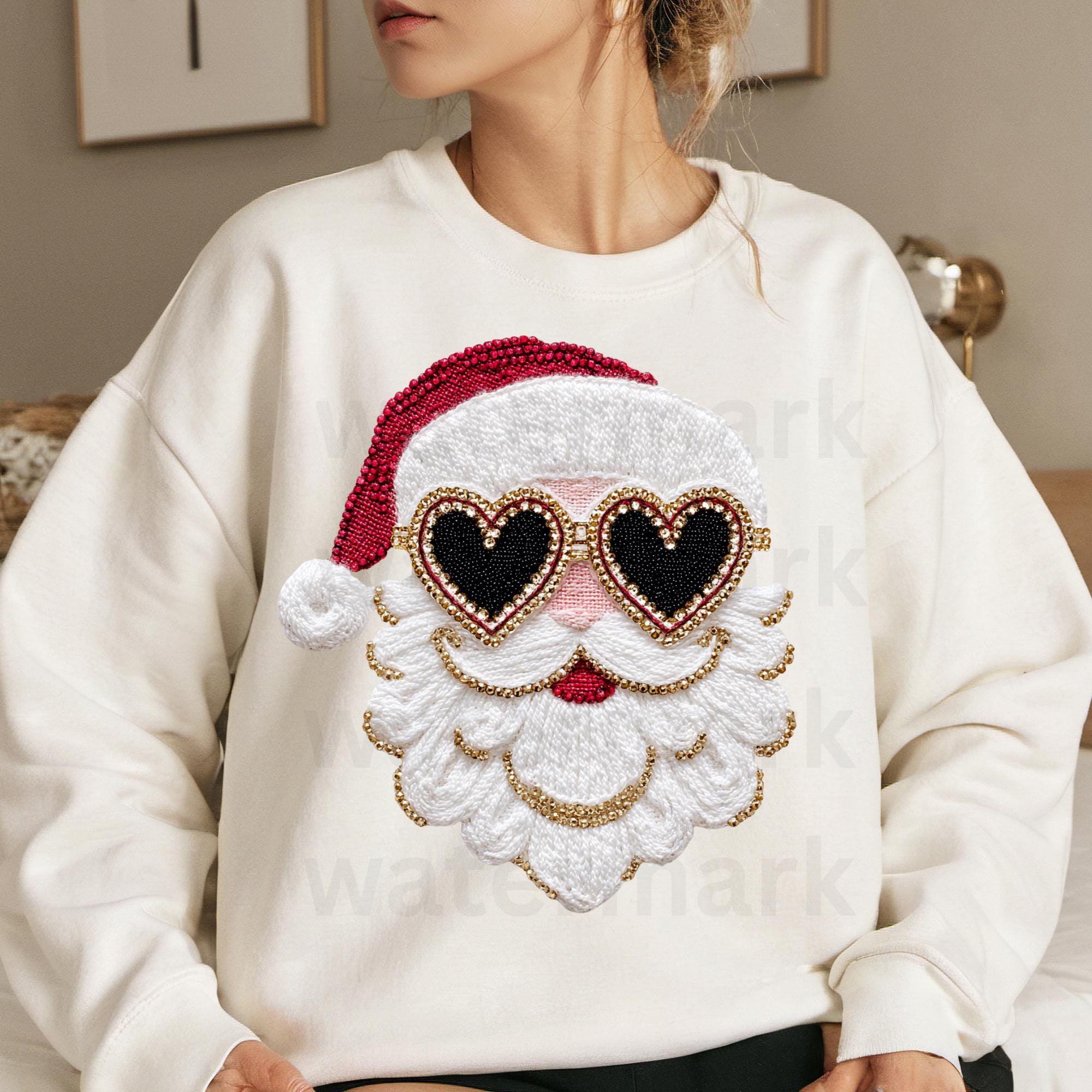Embroidery Santa Png Girly Santa With Sunglasses Xmas Vintage Merry ...