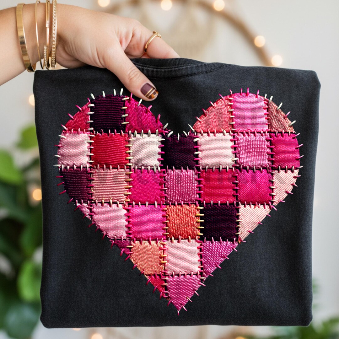 Stitched Heart Png Quilted Valentines Day Png Girly Quilt Patchwork ...