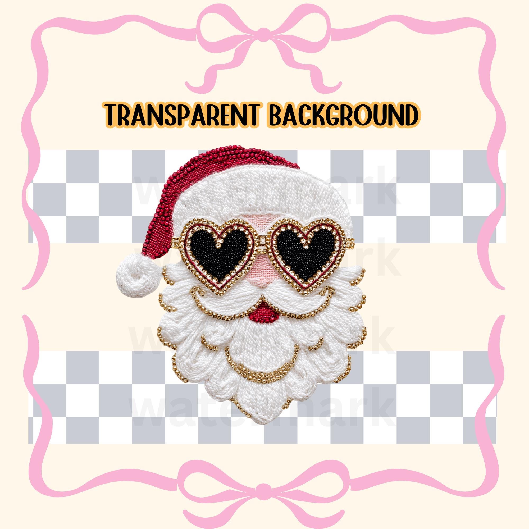 Embroidery Santa Png Girly Santa With Sunglasses Xmas Vintage Merry ...