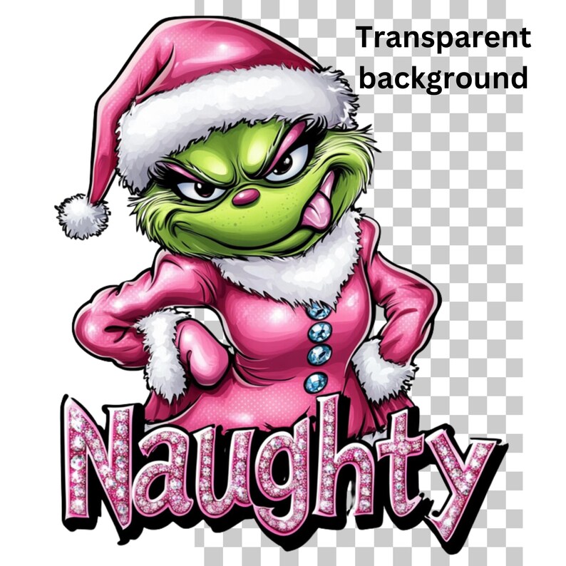 Naughty Grinch PNG File Digital Download POD Shirt Design Pink Christmas Grinch Tote PNG Grinch ...