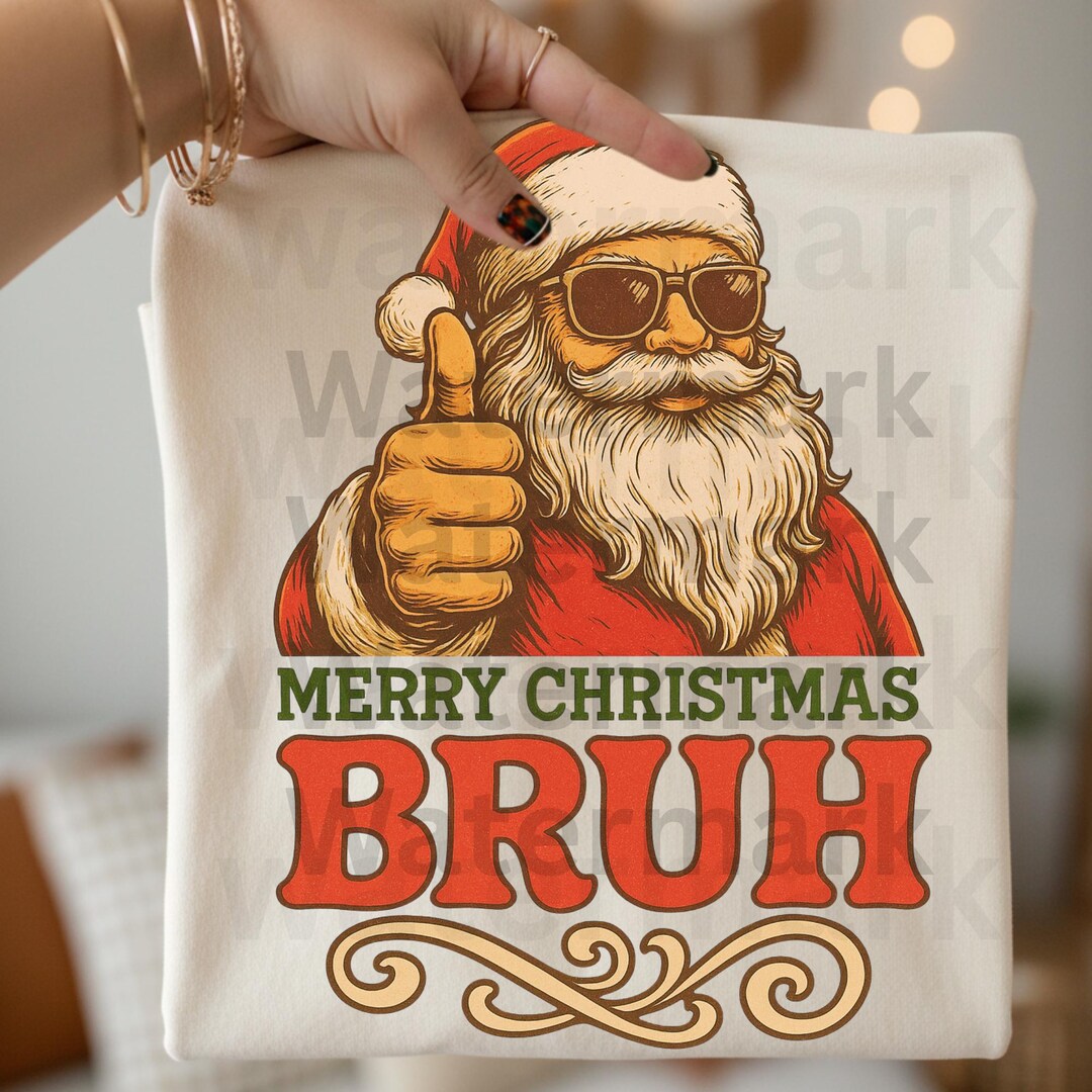 Cool Santa 'bruh' Christmas png – Festive Thumbs‑up Bro Shirt Design ...
