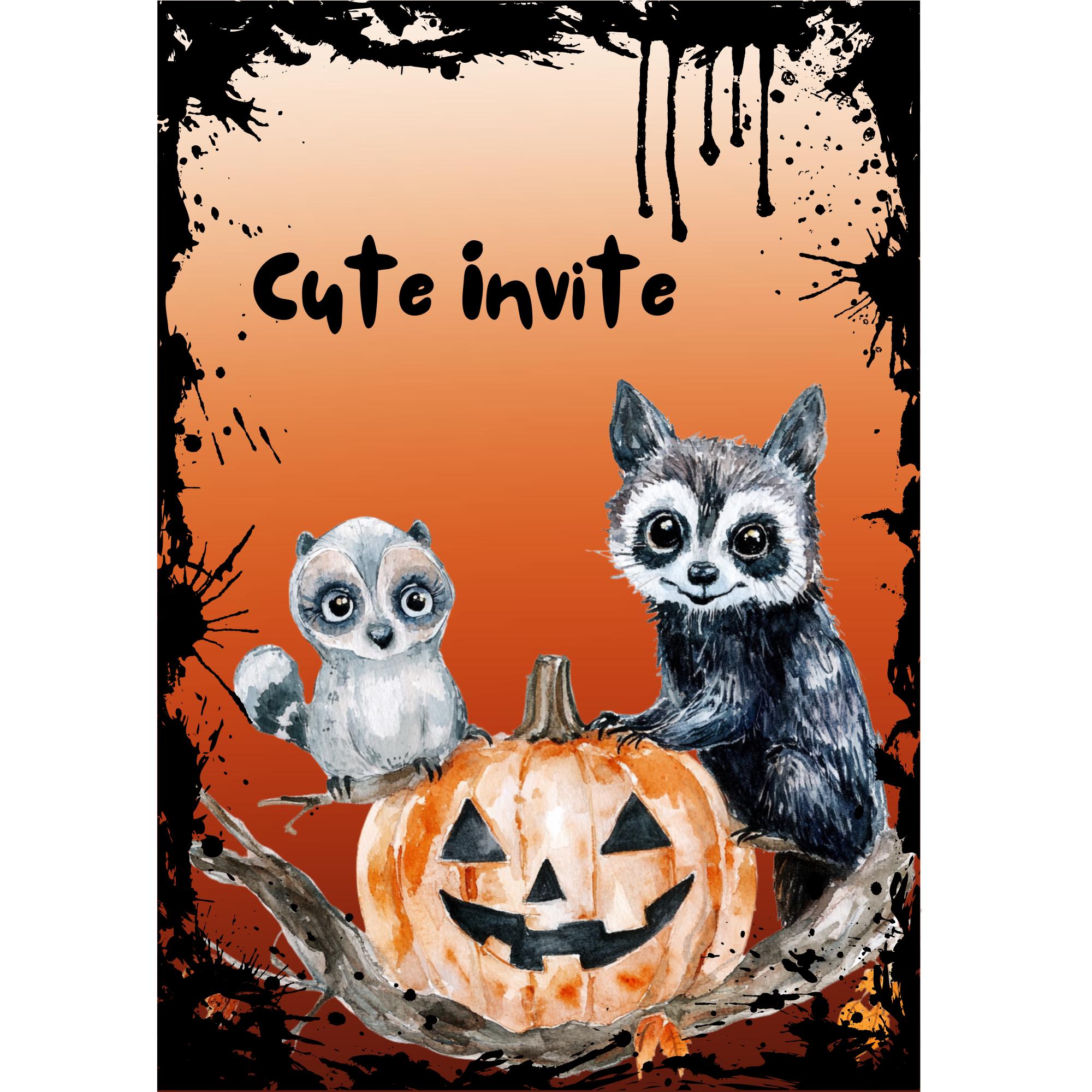 Watercolor Halloween Animal Clipart: Quirky Woodland PNG Bundle ...