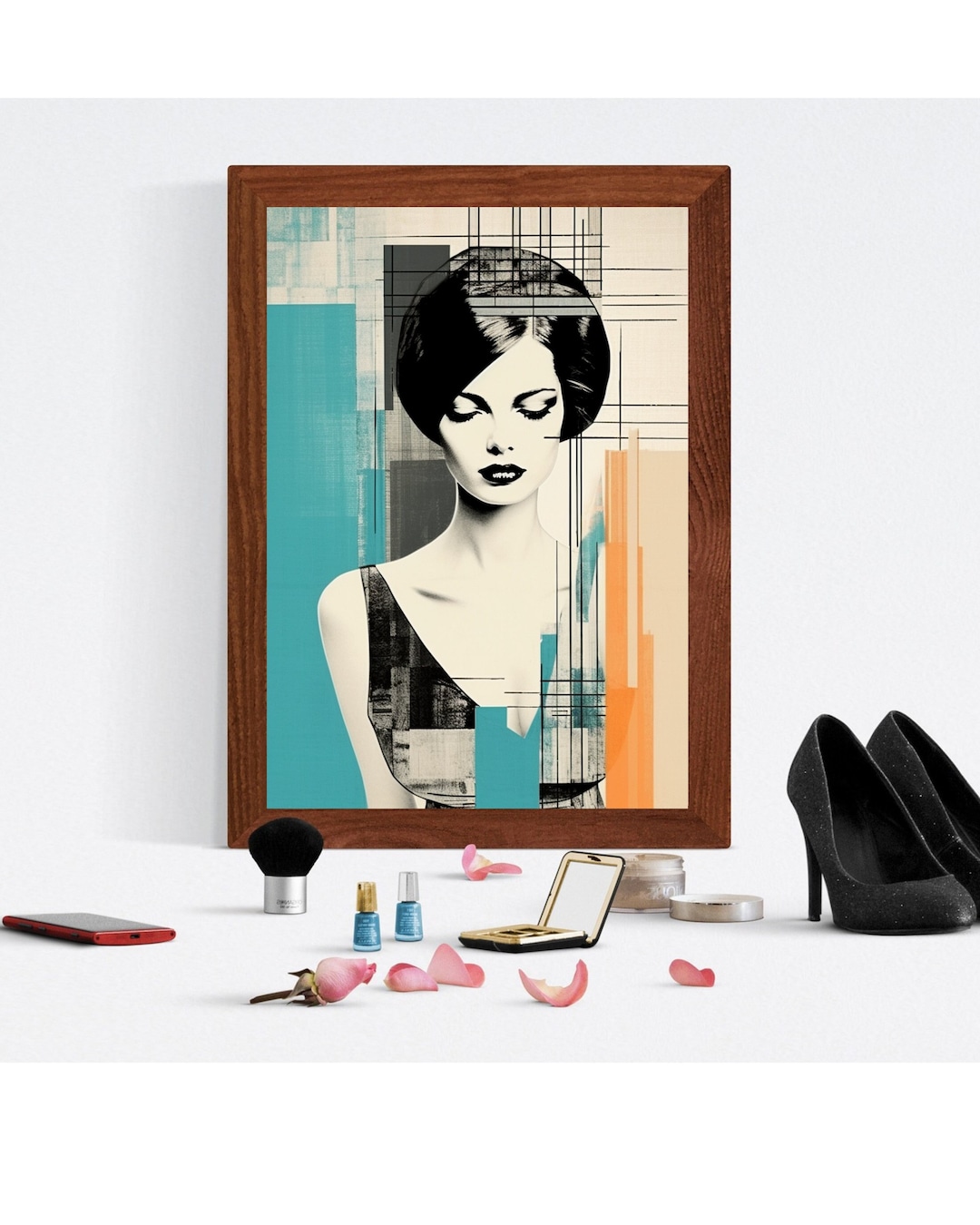 Printable Digital Art Vintage Colored Pencil Sketch Fashion Art Retro ...