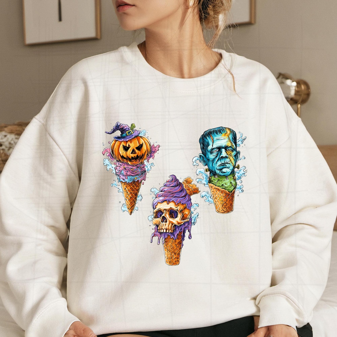 Summerween Melting Ice Cream Monsters PNG: Spooky Halloween Digital ...