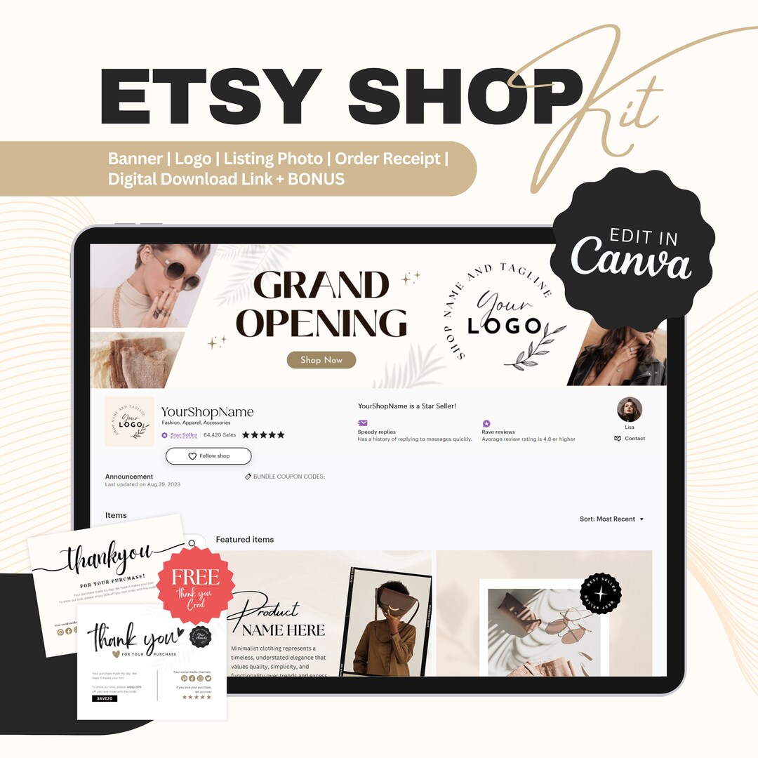 Etsy Shop Kit Bundle | Etsy Shop Banner Template | Etsy Listing Mock up ...