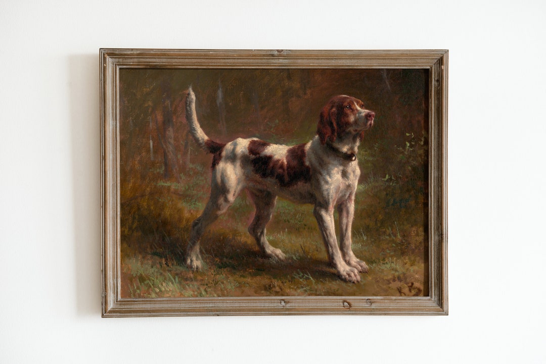 Limier Briquet Hound Vintage Dog Art Animal Oil Painting Old Hunting ...