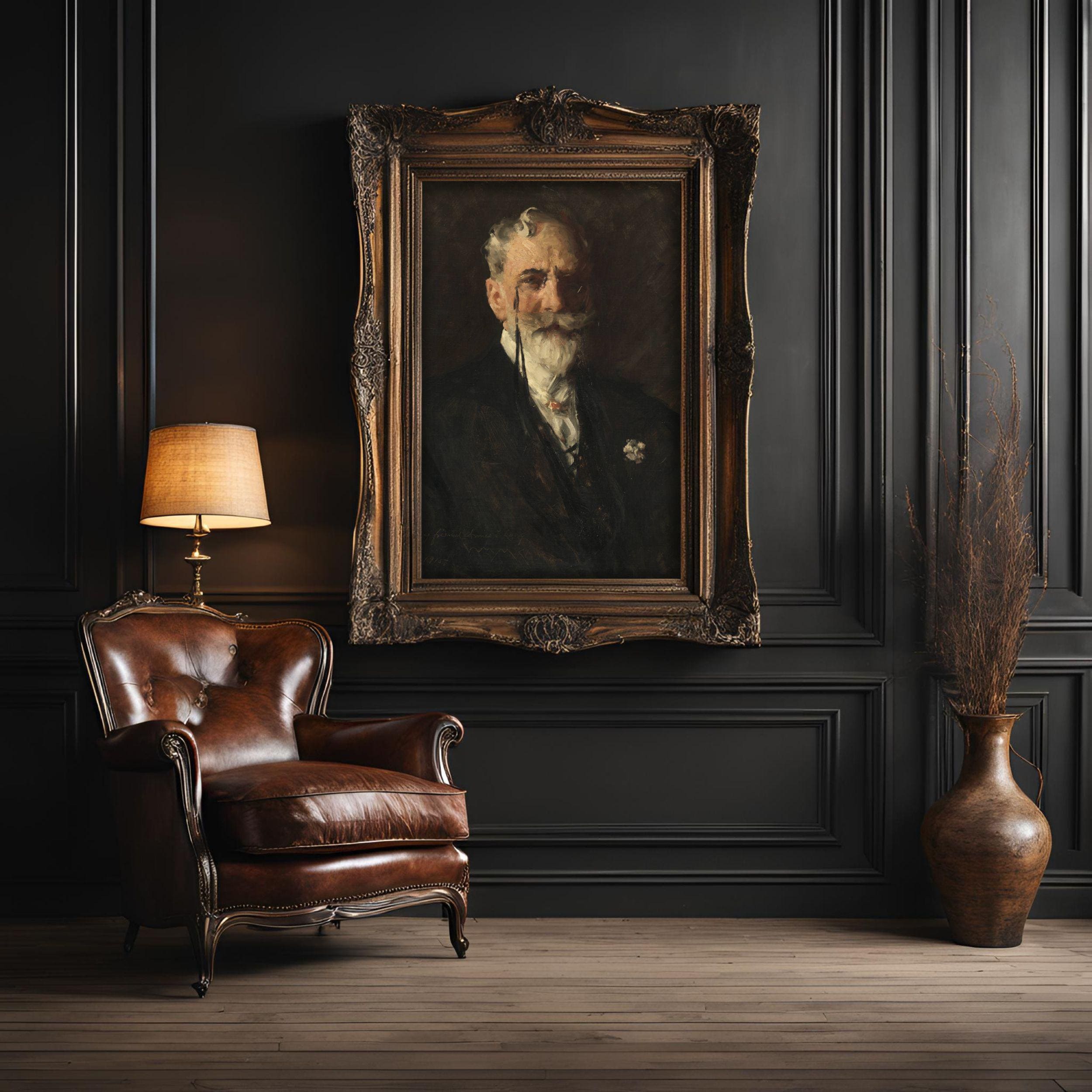 Gentleman With Glasses | Vintage Gentleman Portrait | Moody Rustic Oil ...