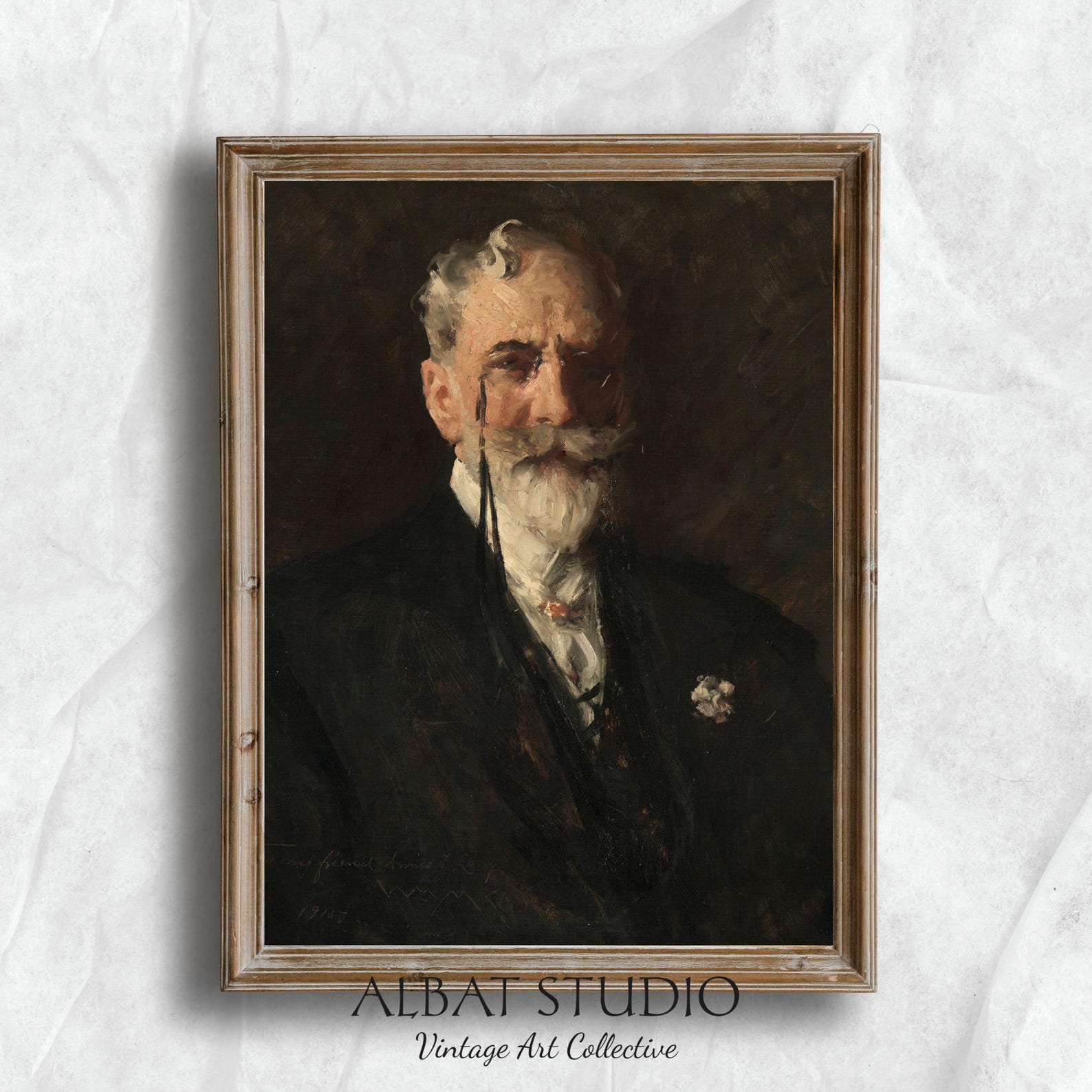 Gentleman With Glasses | Vintage Gentleman Portrait | Moody Rustic Oil ...