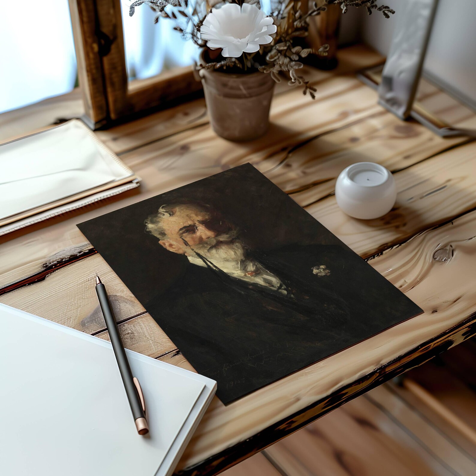 Gentleman With Glasses | Vintage Gentleman Portrait | Moody Rustic Oil ...