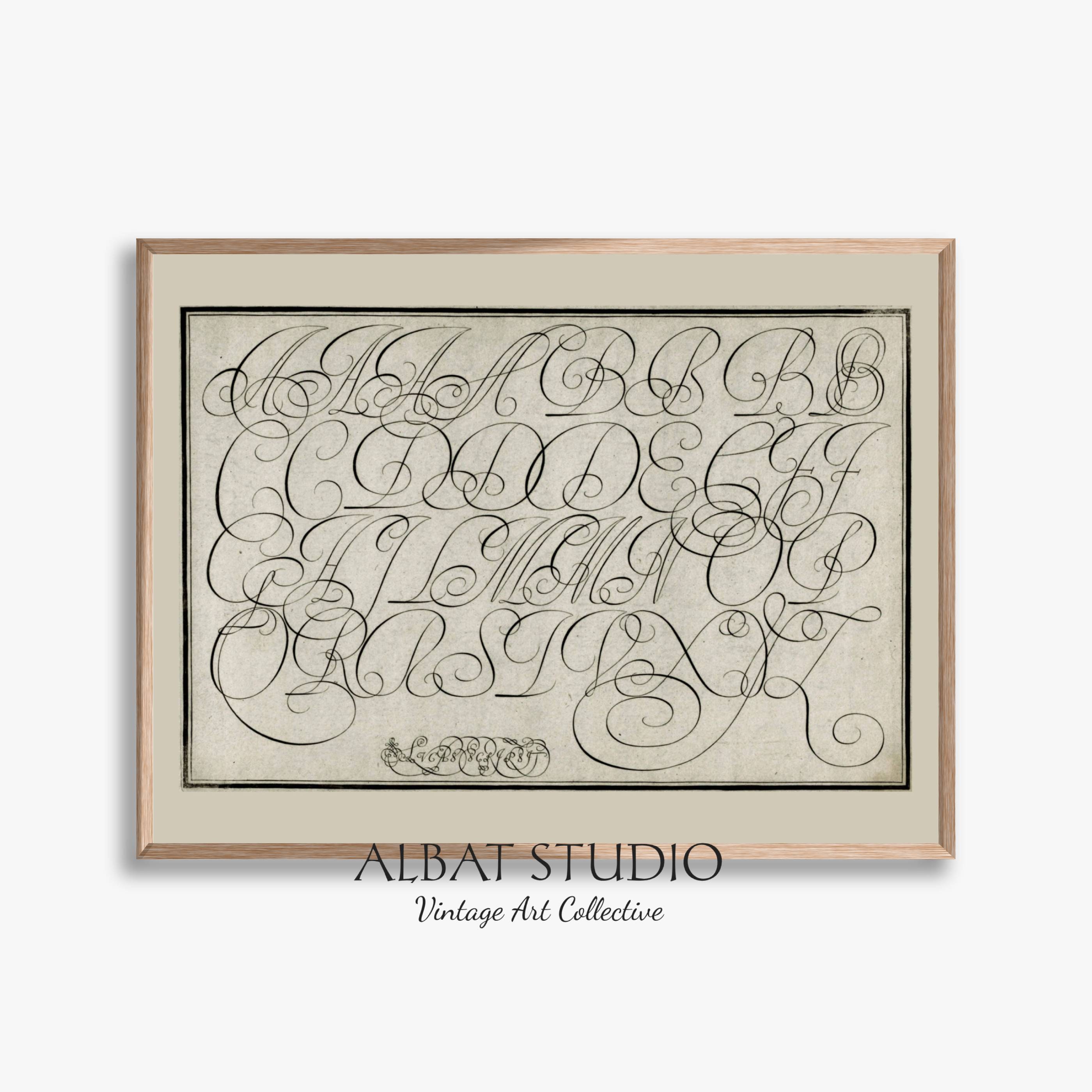 Vintage Alphabet Art Print | Scribble Sketch | Beige Scribbles Wall Art ...