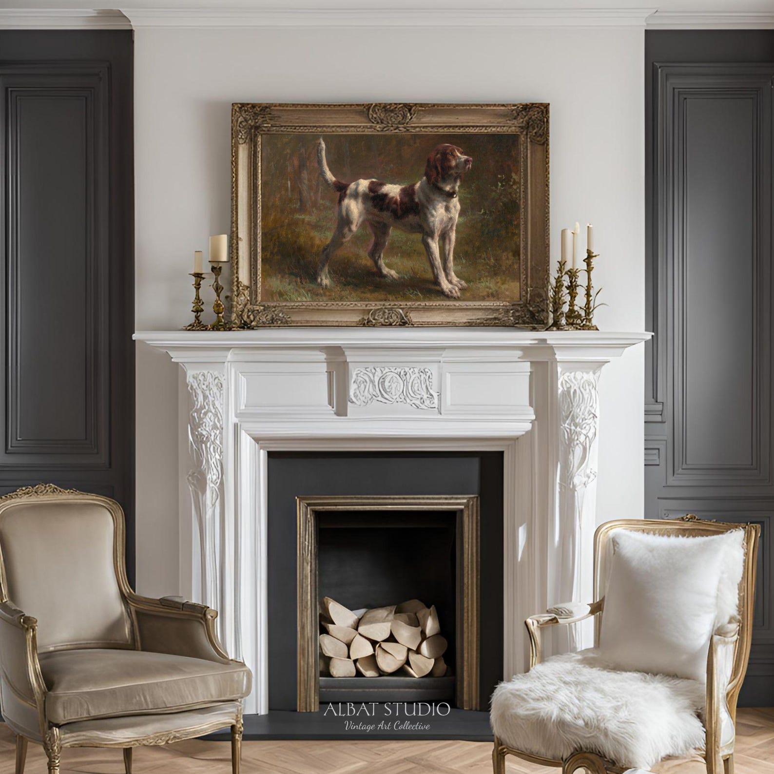 Limier Briquet Hound | Vintage Dog Art | Animal Oil Painting | Old ...