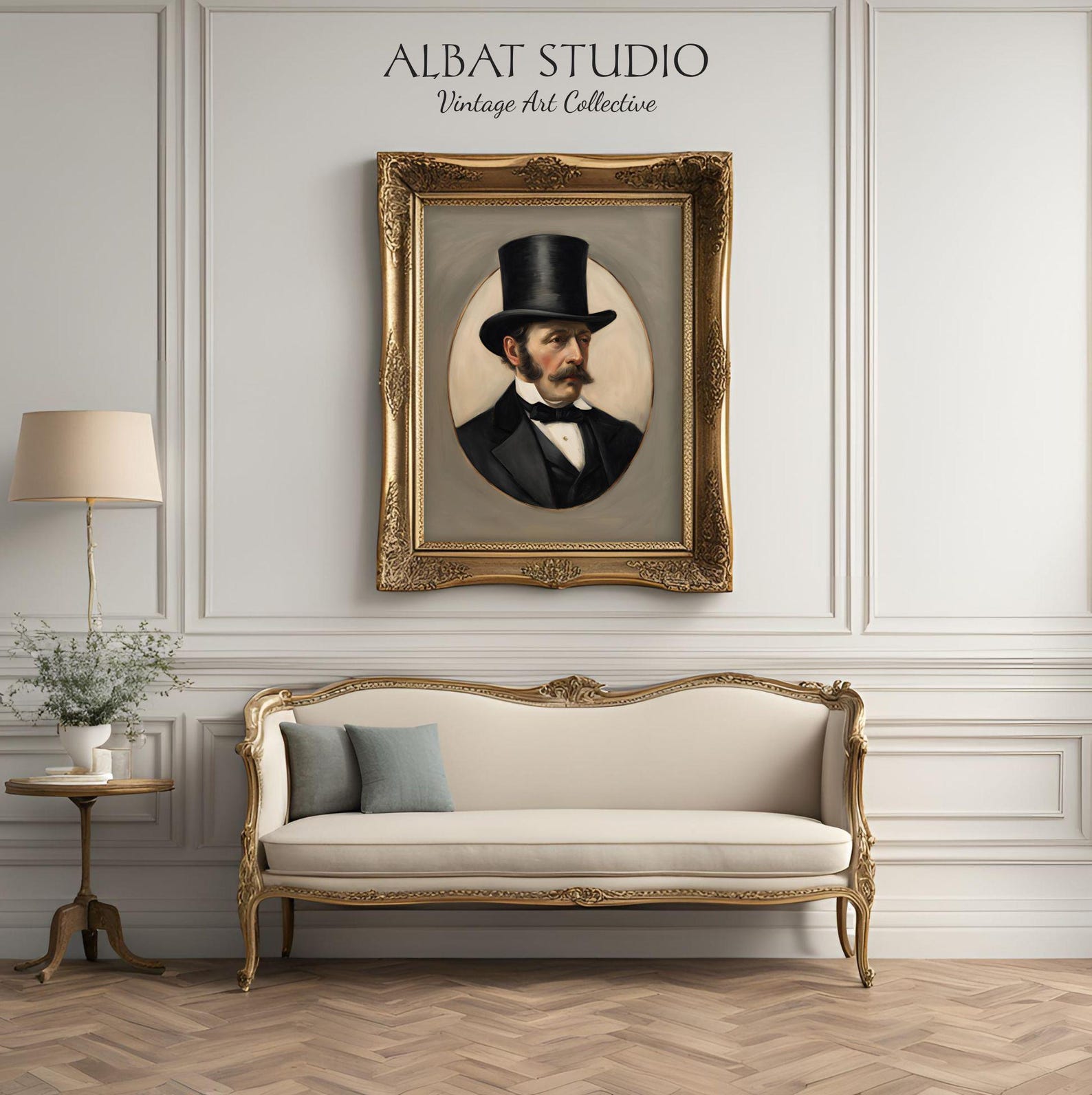 Vintage Gentleman in a Top Hat | Vintage Portrait Painting | Antique ...