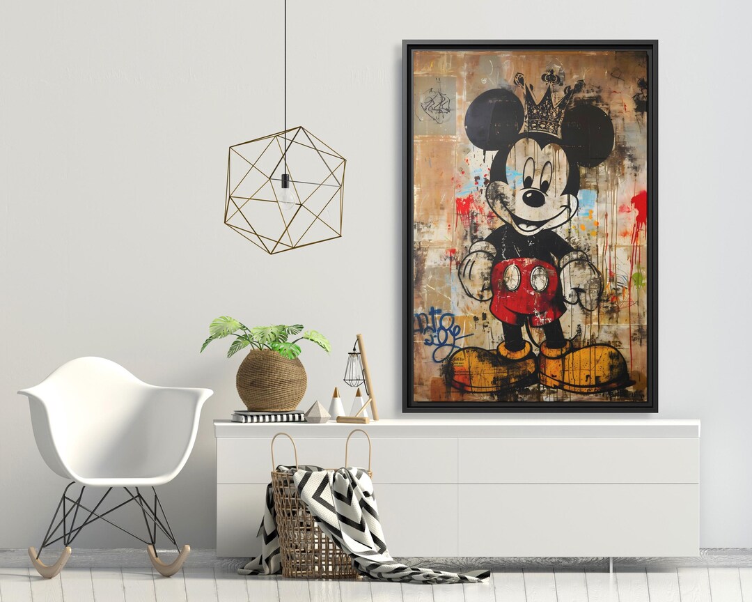 Canvas Print Banksy Mickey Mouse Graffiti Wall Art Home Decor Extra ...