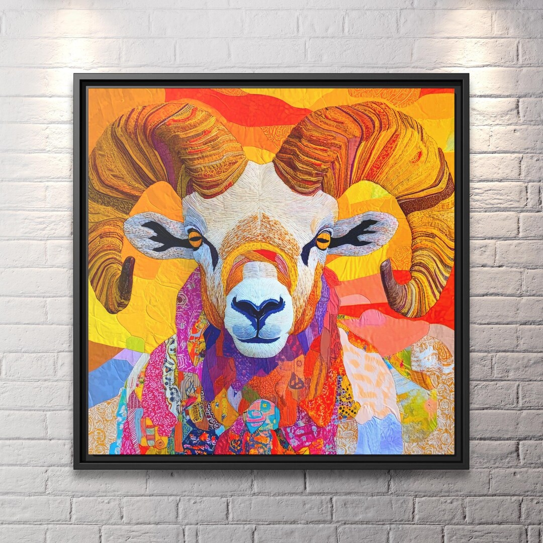 Ram Wall Art Wild Life Painting Rustic Gallery Wall Art Ram Decor ...