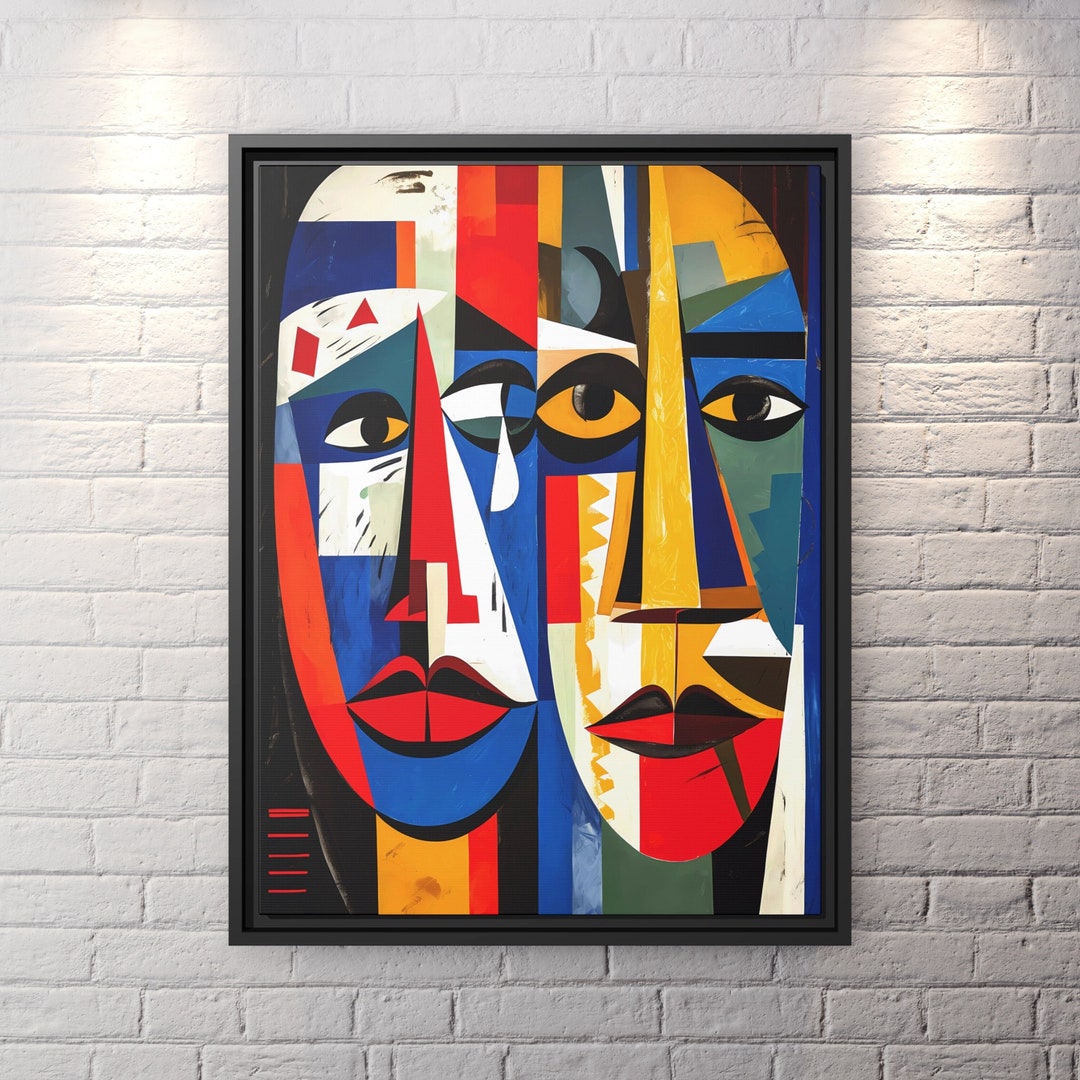 Abstract Unique Canvas Print Colorful Face Wall Art Trendy Modern ...