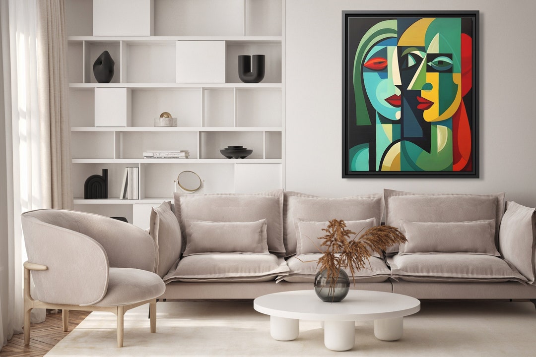 Abstract Cubism Canvas Print Modern Wall Art Decor Floating Frame ...