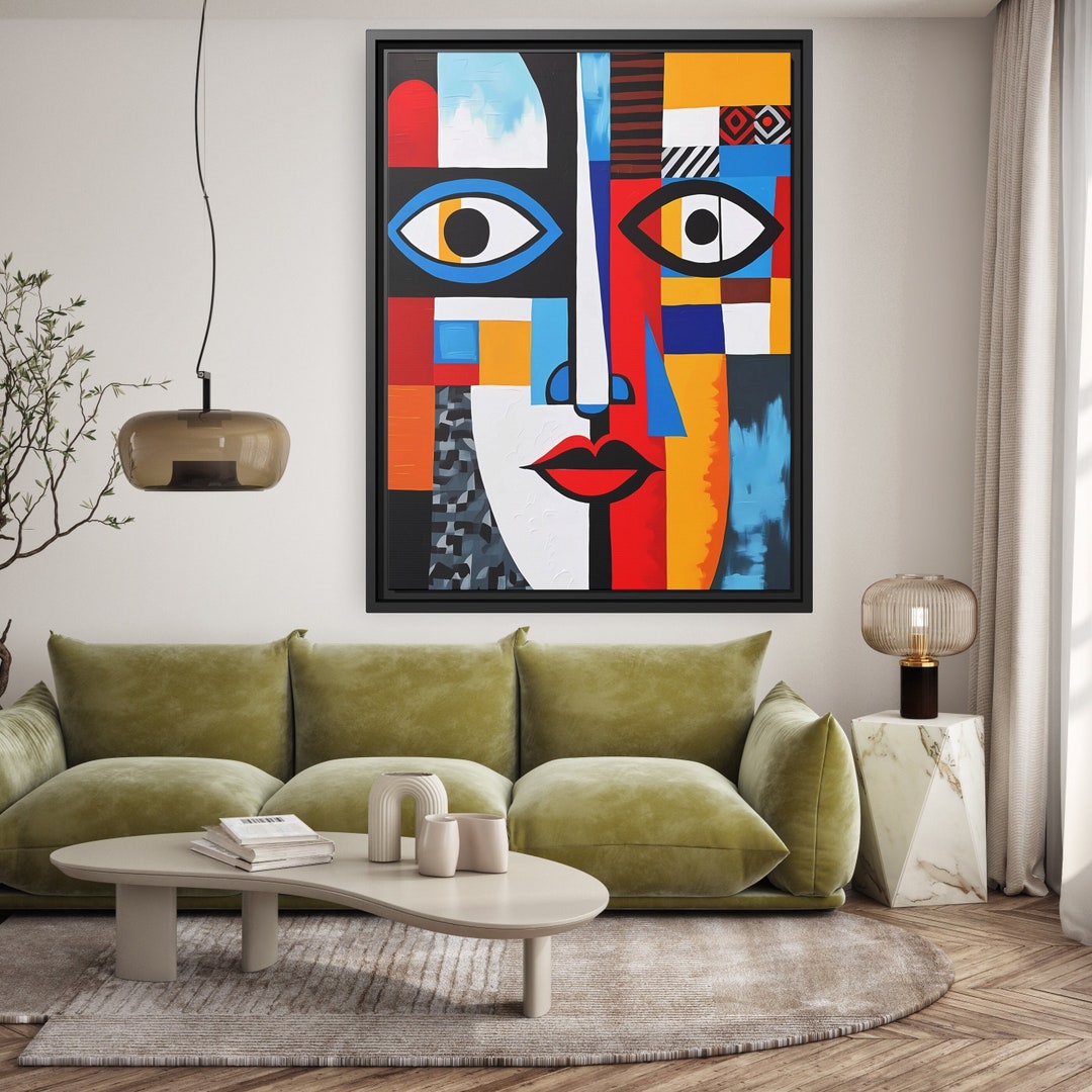 Abstract Unique Canvas Print Colorful Face Wall Art Trendy Modern ...