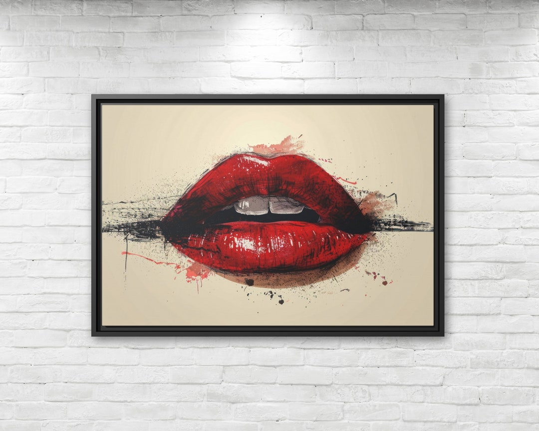 Canvas Print Red Lips Wall Art Love Erotic Canvas Print Sexy Lips Print ...