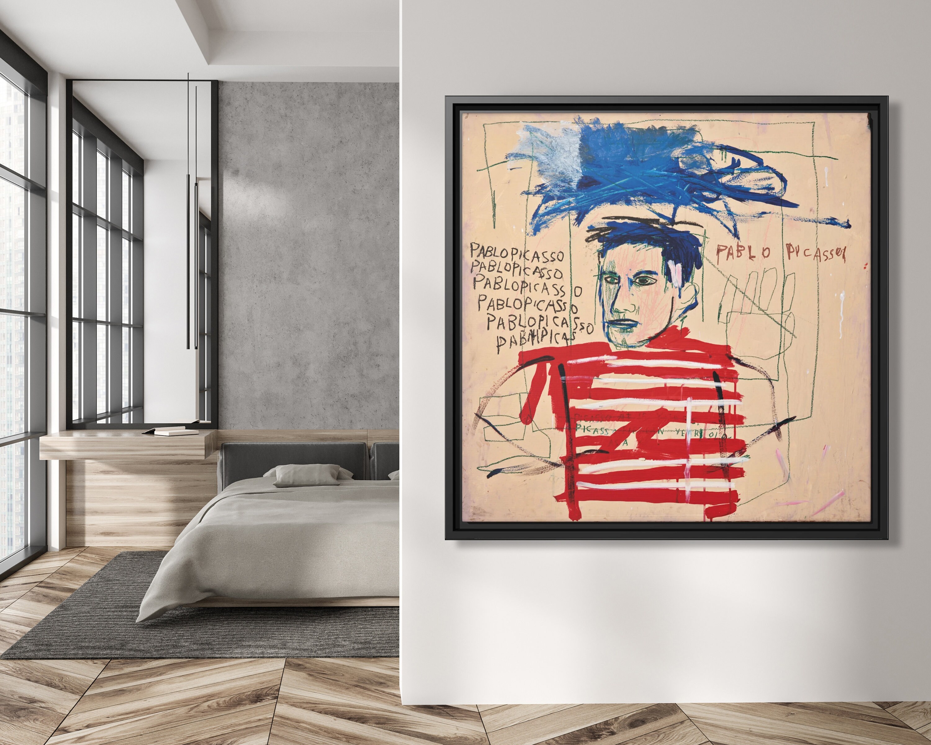 Jean Michel Basquiat Canvas Picasso Neo Expressionism Modern Canvas Print Basquiat Large Wall ...
