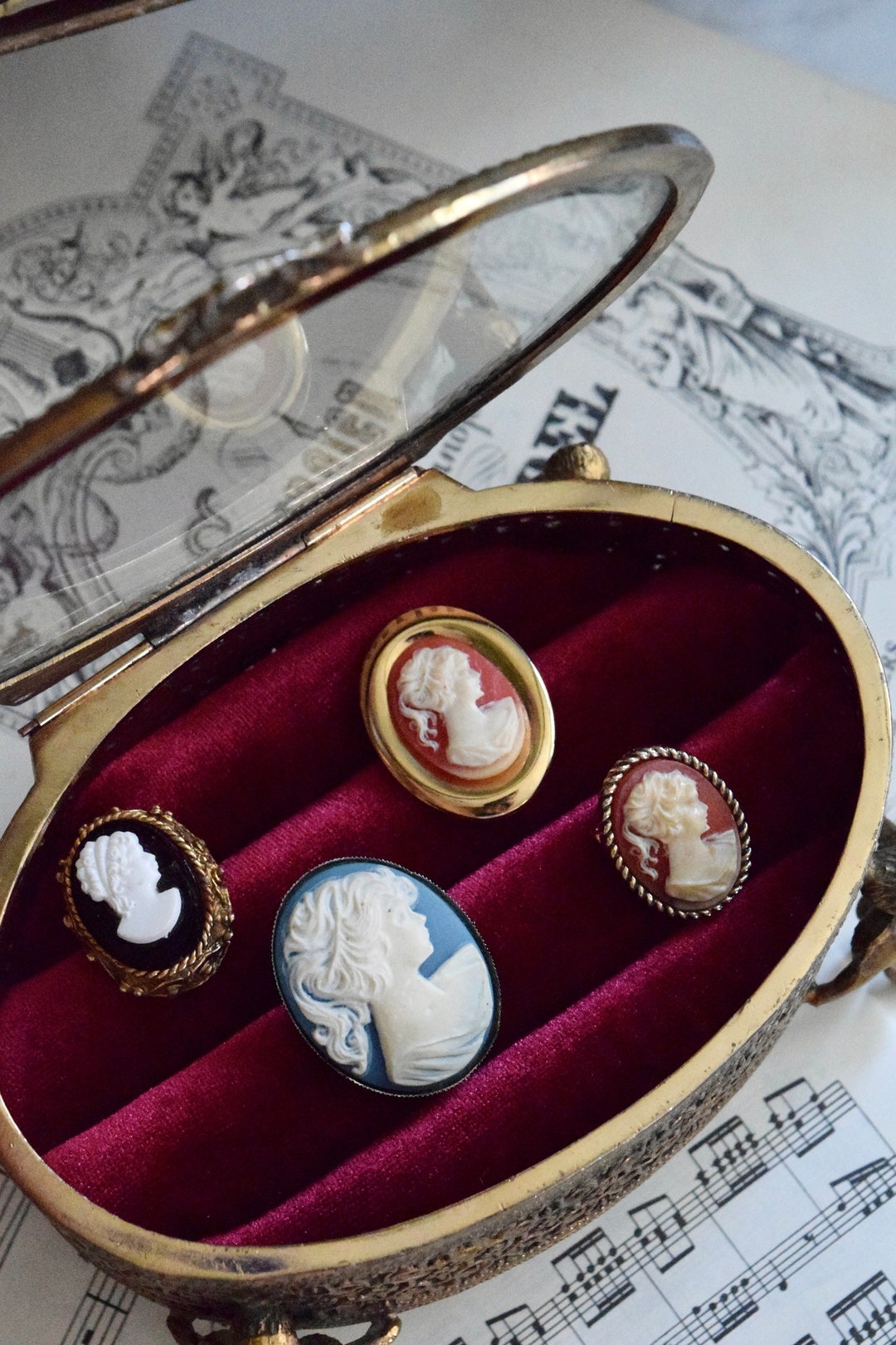 Vintage Cameo Lady Pins, Ornate Filigree Detail, Elegant Classic Regal ...