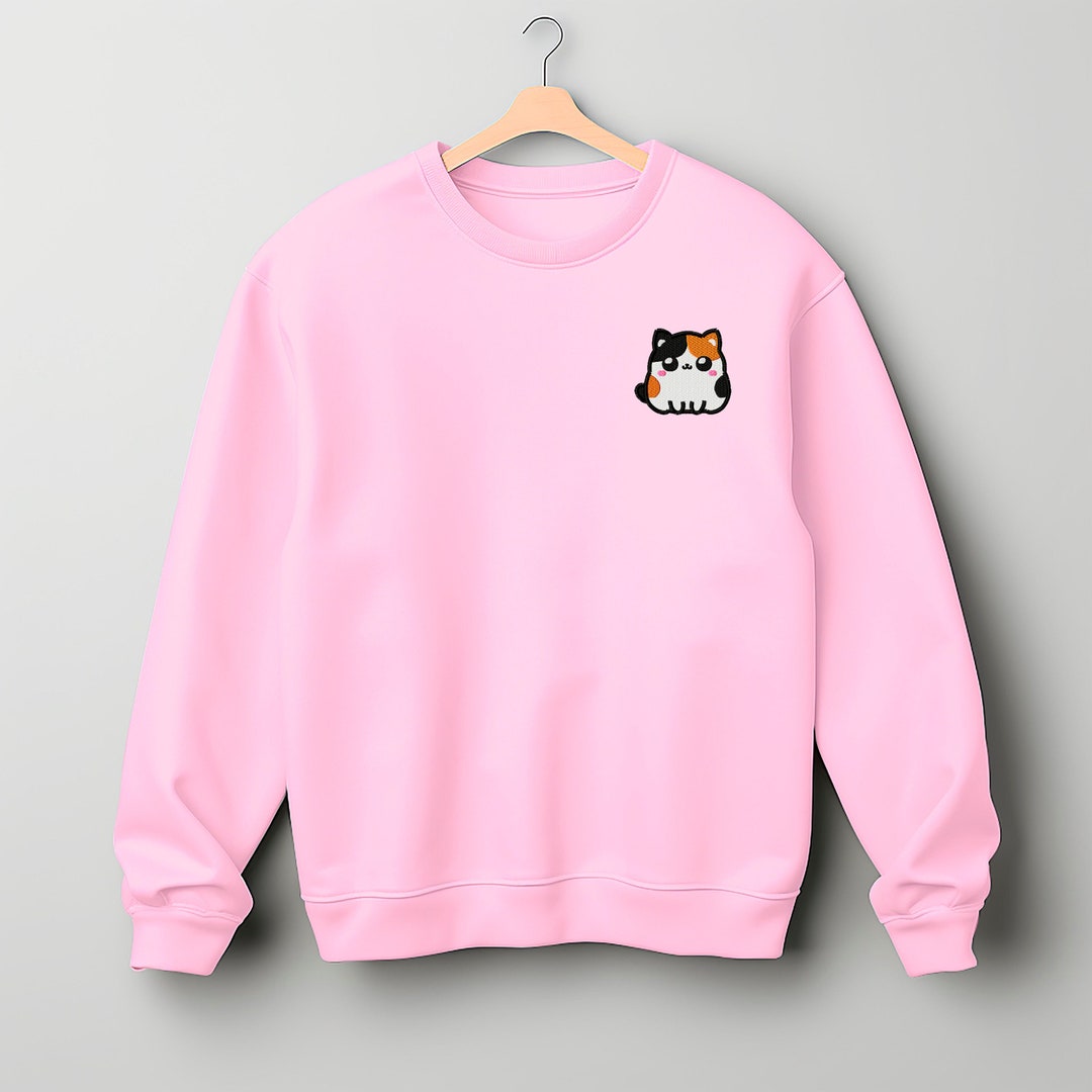 Chibi Calico Cat Embroidered Sweatshirt | UK Embroidered | Unisex ...