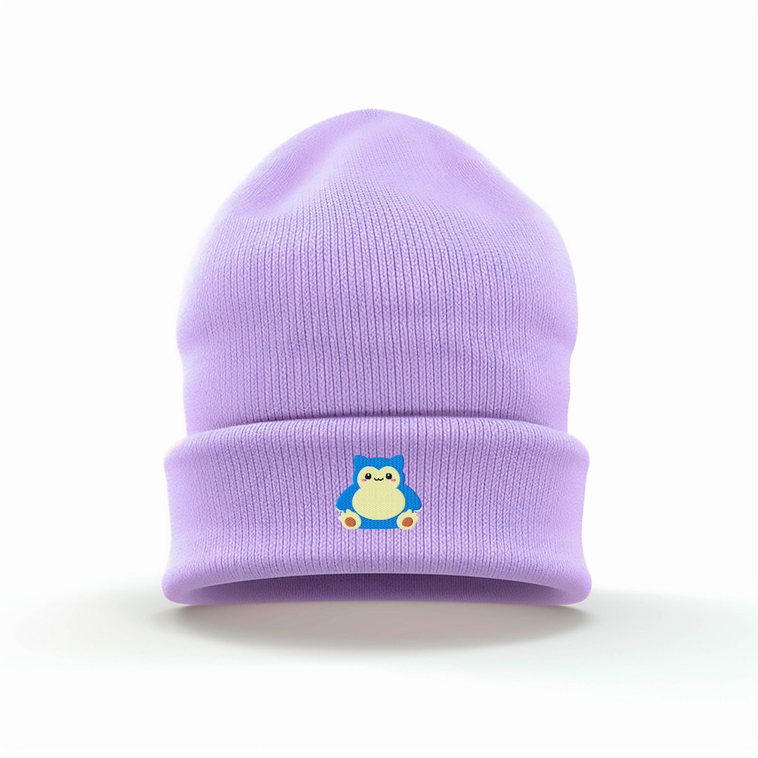 Chunky Chibi Snorlax Embroidered Cuffed Beanie | UK Embroidered ...