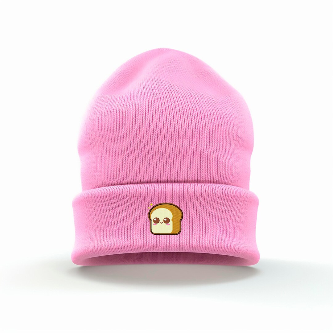Cute Bread Loaf Embroidered Cuffed Beanie | UK Embroidered | Cozy Style ...