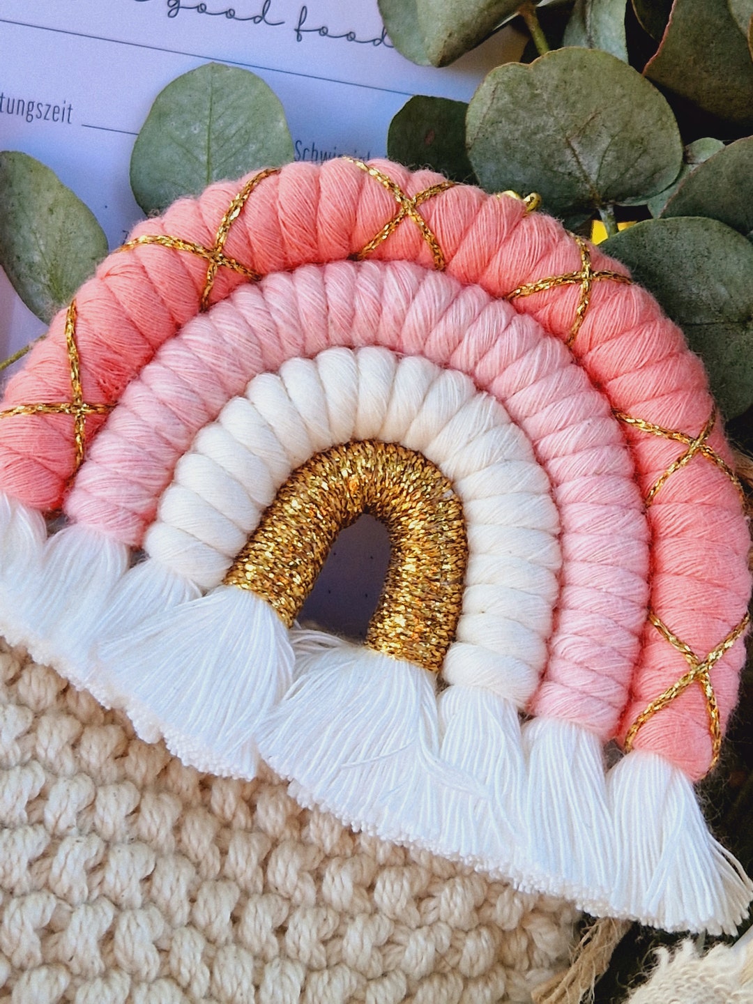 Rainbow Keychain / Macrame / Christening Gift / Lucky Charm ...