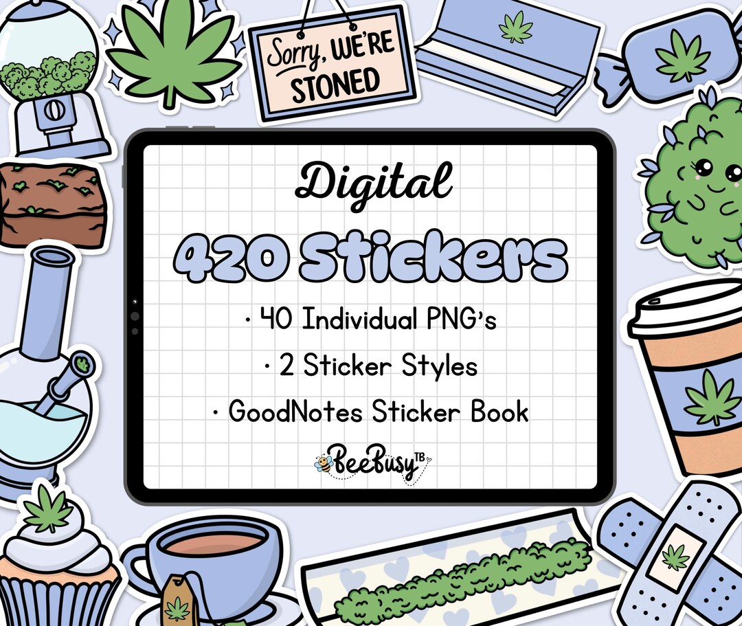 Blue Digital '420' Stickers - Precropped | Goodnotes Sticker Book | PNG ...