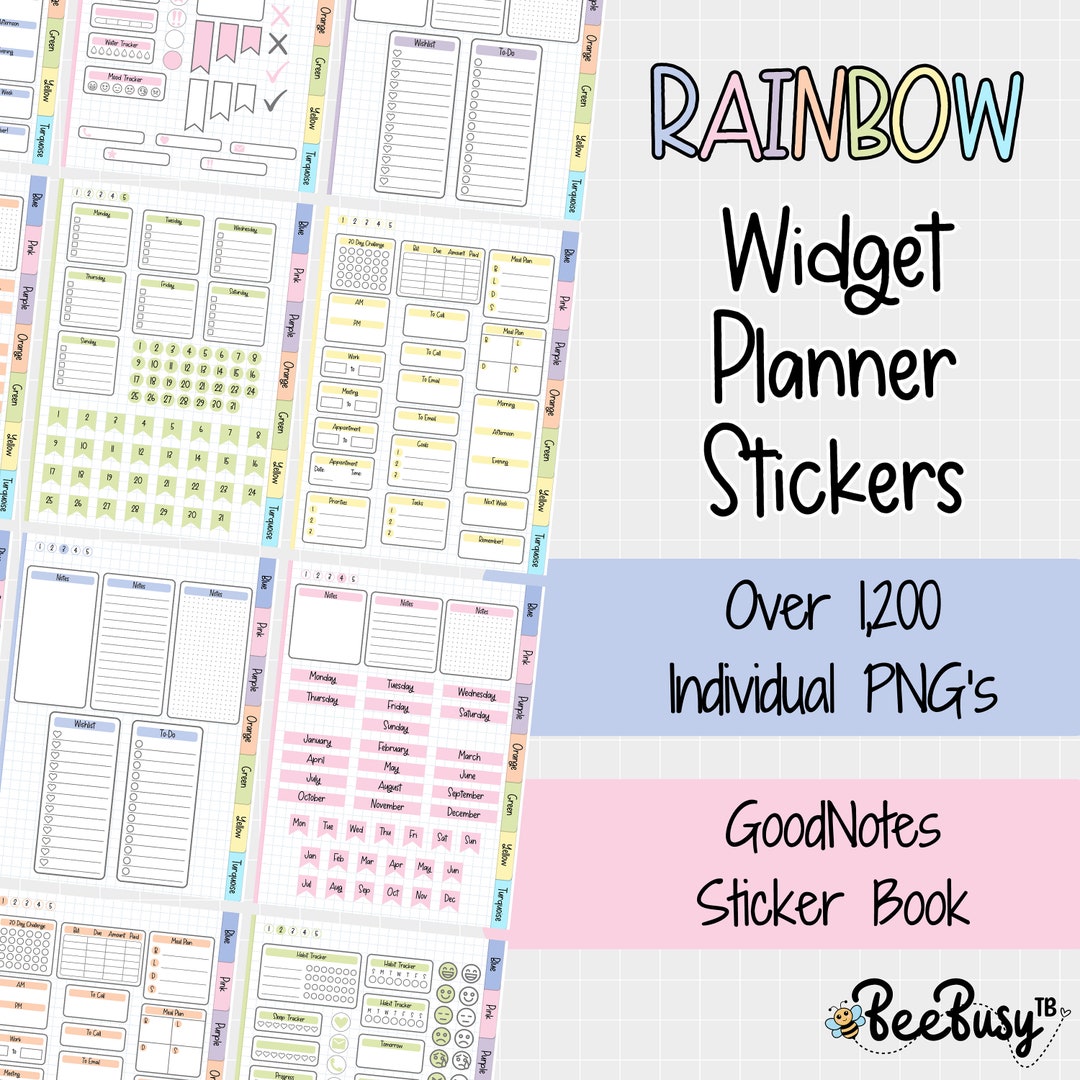 1,200+ Rainbow Digital Widget Planner Stickers - PNG | Precropped ...