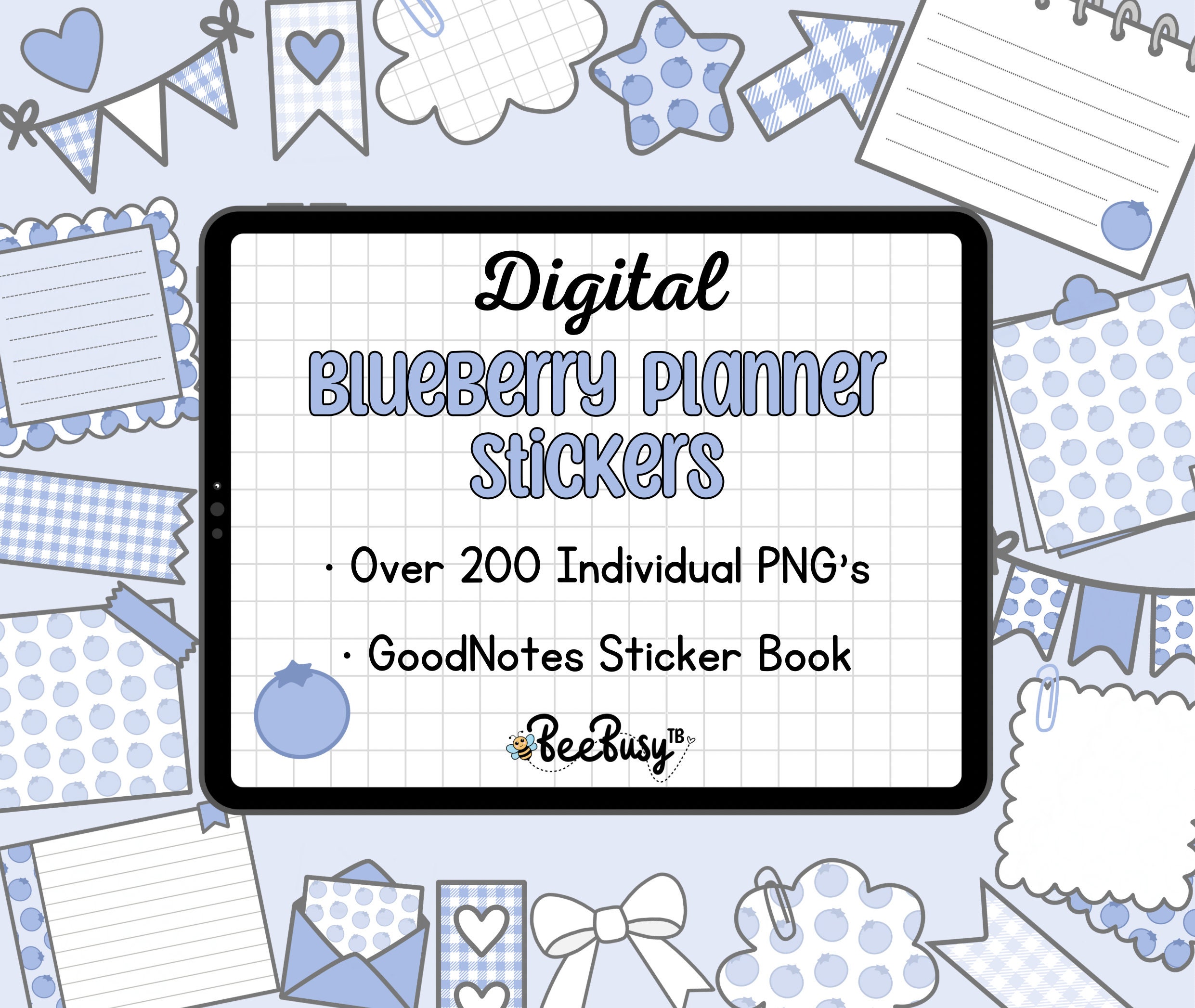 Blueberry Digital Planner Stickers - PNG | Precropped | Goodnotes ...
