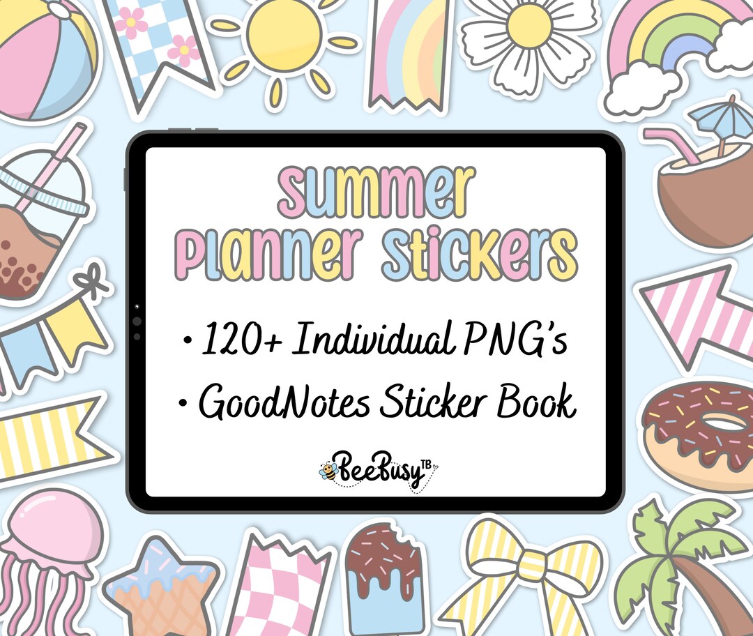 Summer Digital Planner Stickers - PNG | Precropped | Goodnotes Sticker ...