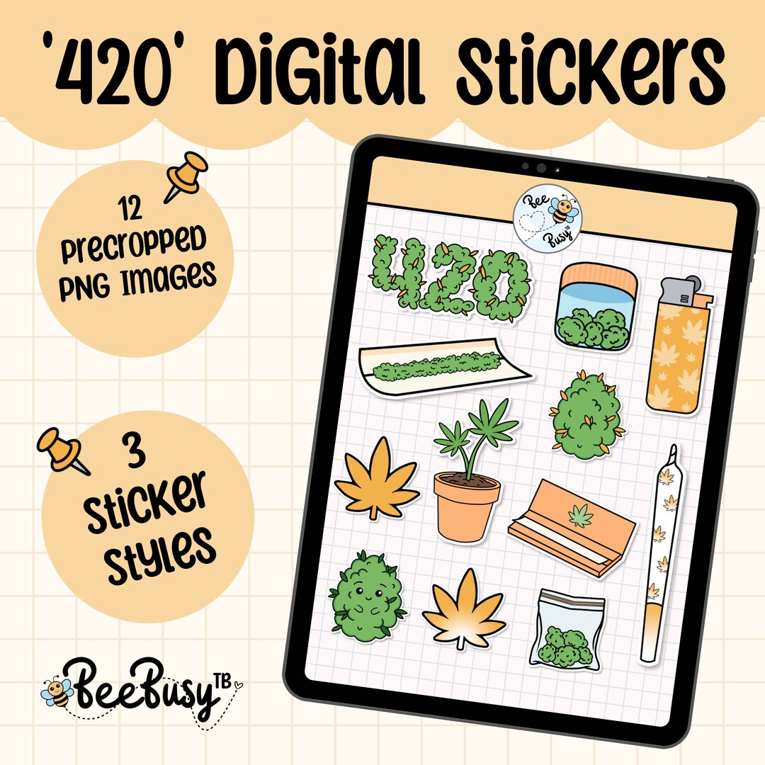 Orange Digital '420' Stickers Precropped Goodnotes - Etsy