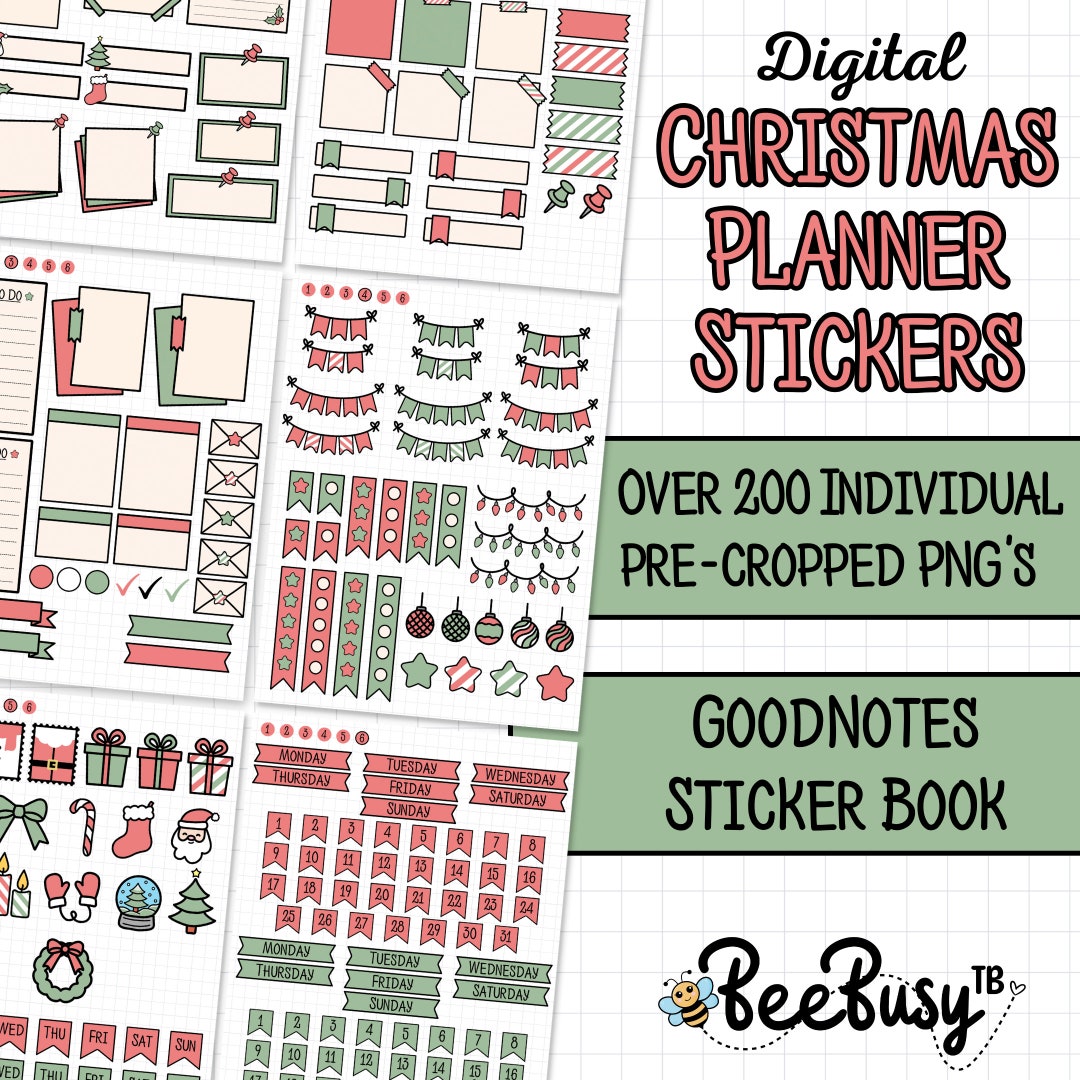 Christmas Digital Planner Stickers - PNG | Precropped | Goodnotes ...