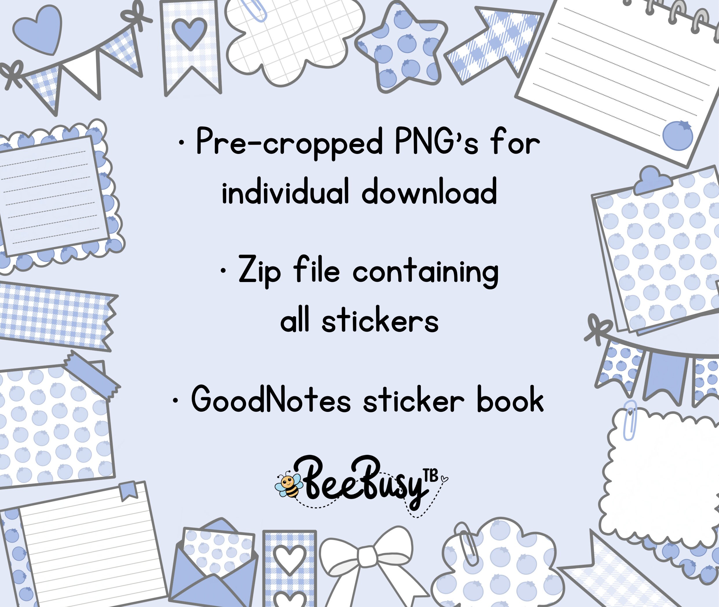 Blueberry Digital Planner Stickers - PNG | Precropped | Goodnotes ...
