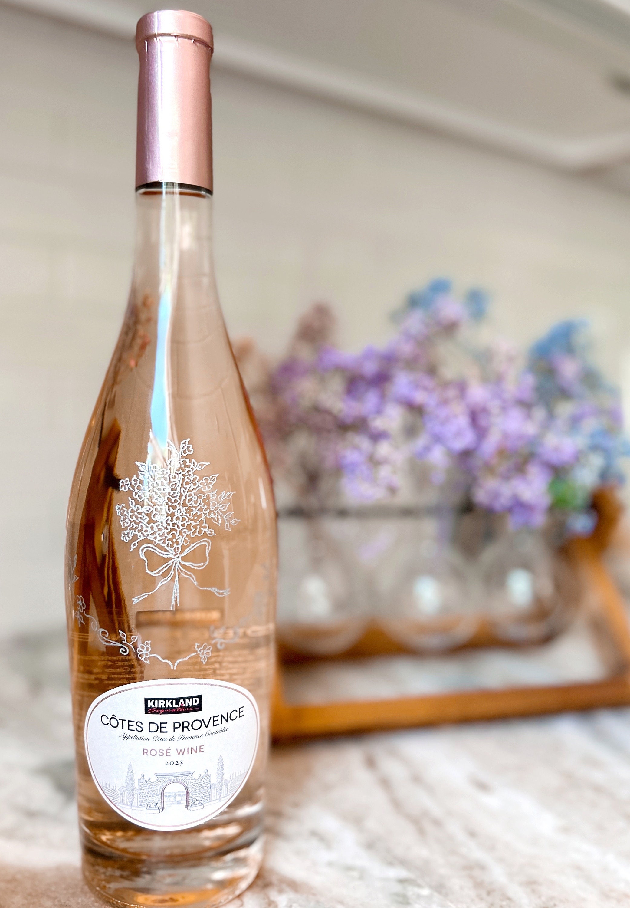 Custom Wine Bottle Engraving – Personalized Gift, Florals & Text - Etsy