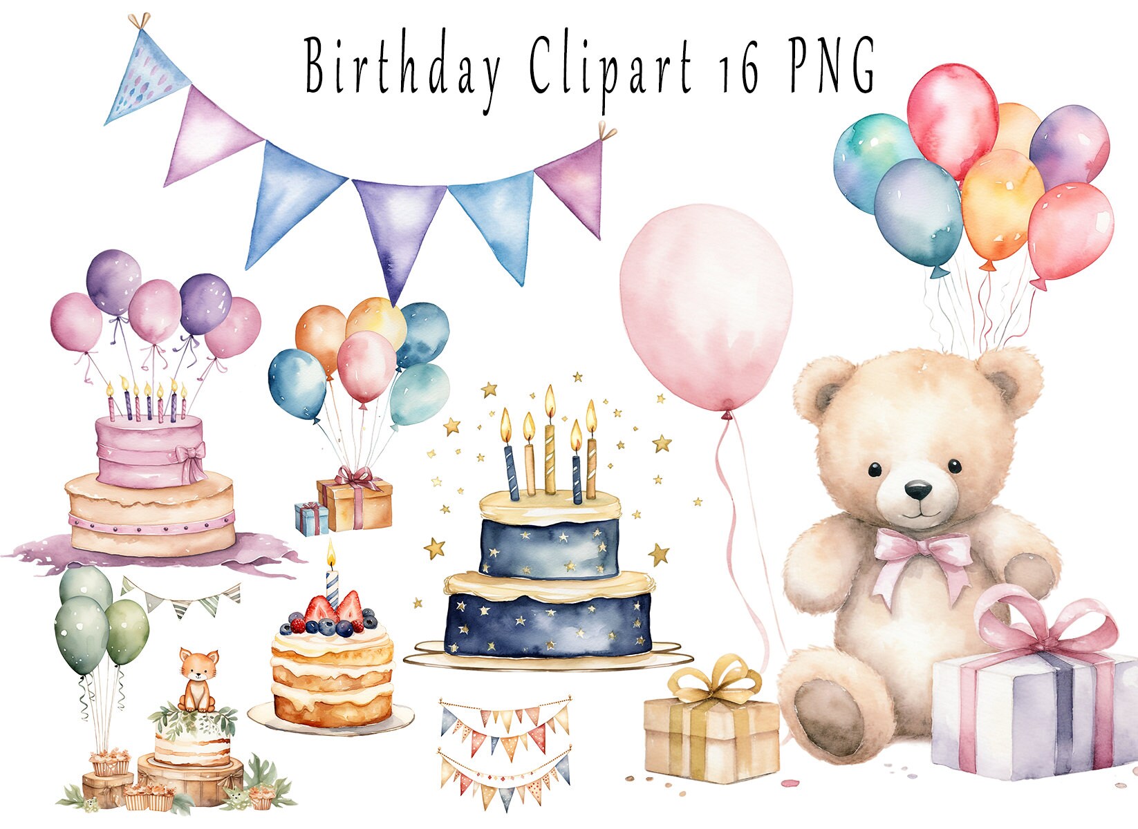 Happy Birthday, Birthday Clipart, Party Clipart, Balloons Clipart ...