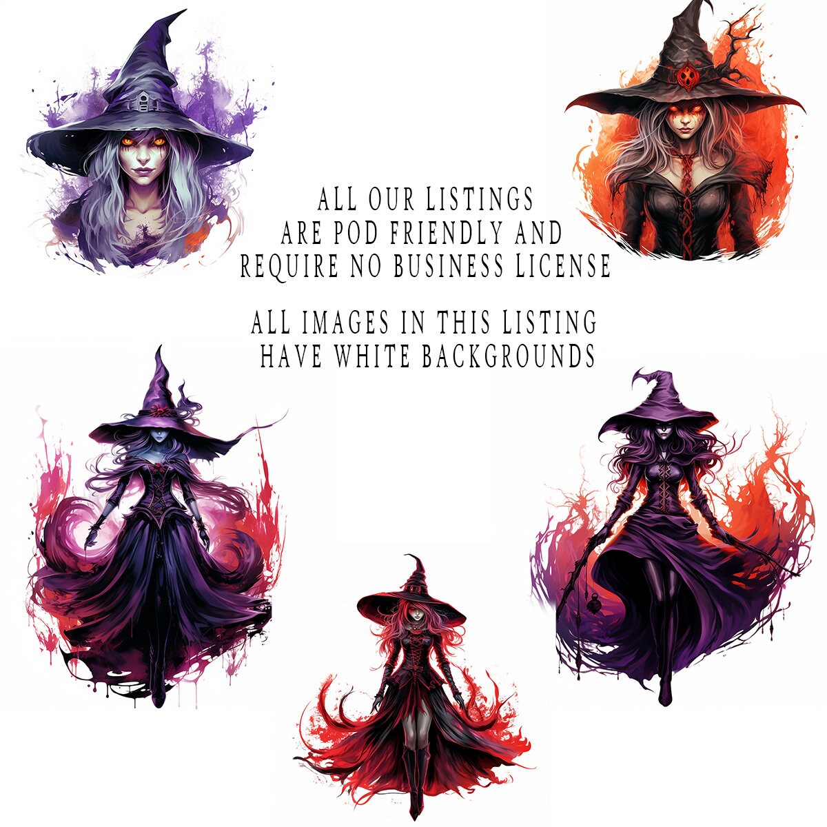 Elemental Witch Clipart PNG Set, 23 Witch Clipart, Commercial Use ...