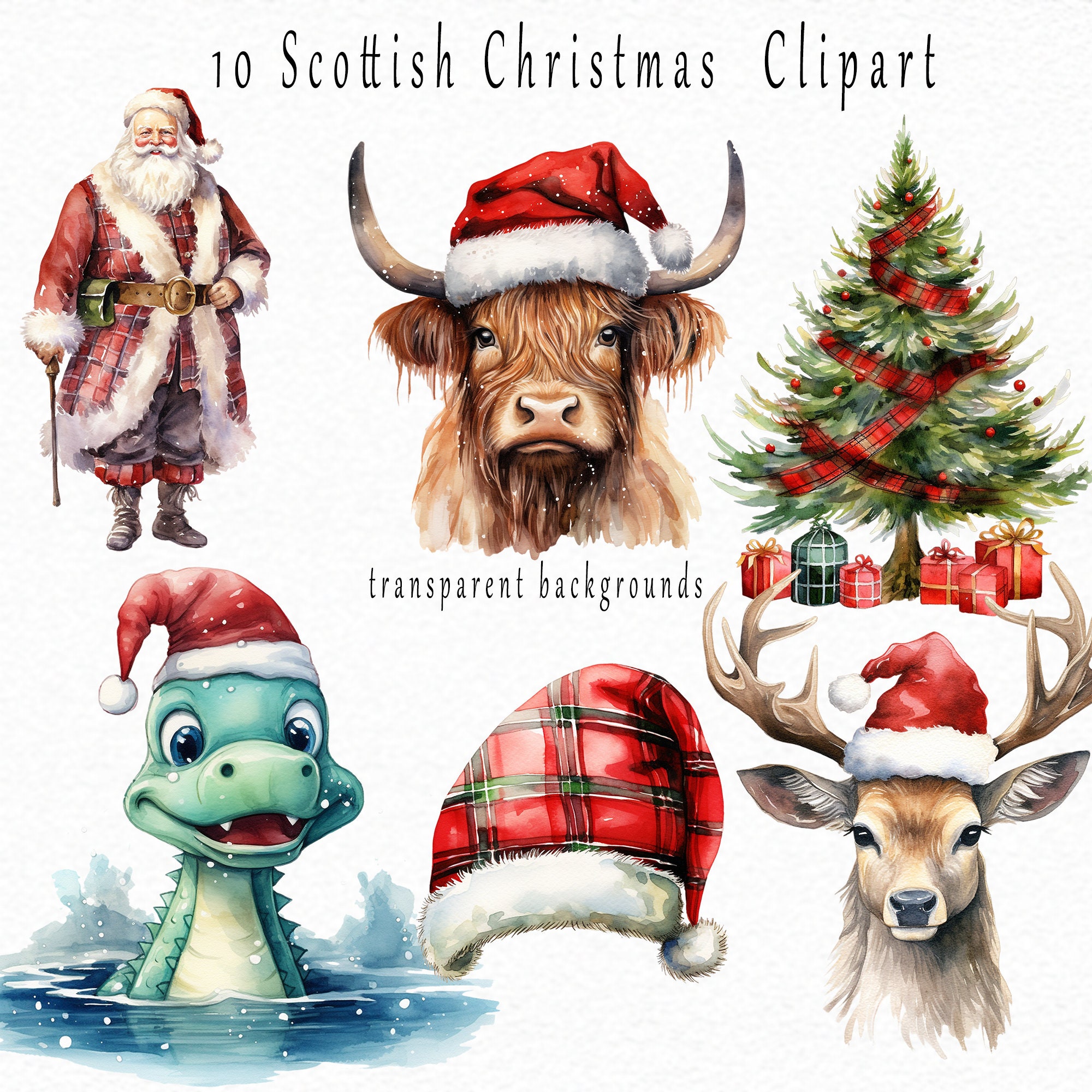 Scottish Christmas Clipart - Scotland Images, Nessi Illustrations ...