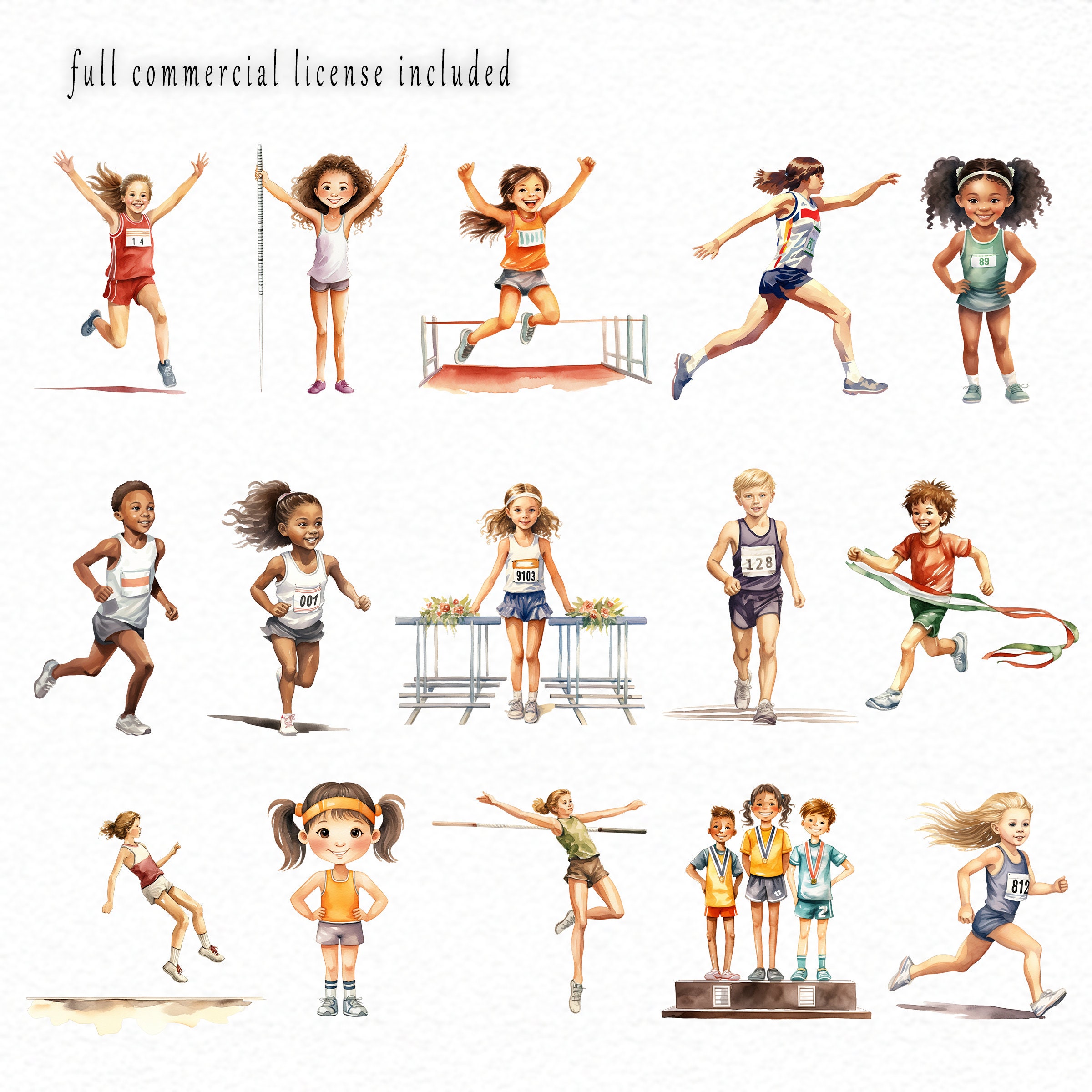 Athletics Clipart: Sports Illustrations, Track and Field (PNG Digital ...