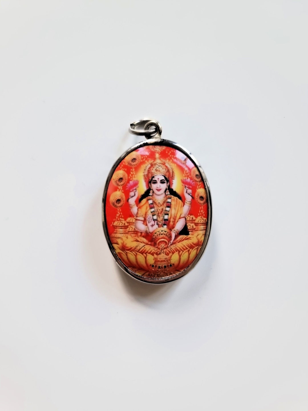 Lakshmi Om Pendant Medallion Talisman, Goddess Hindu Pendant From India ...